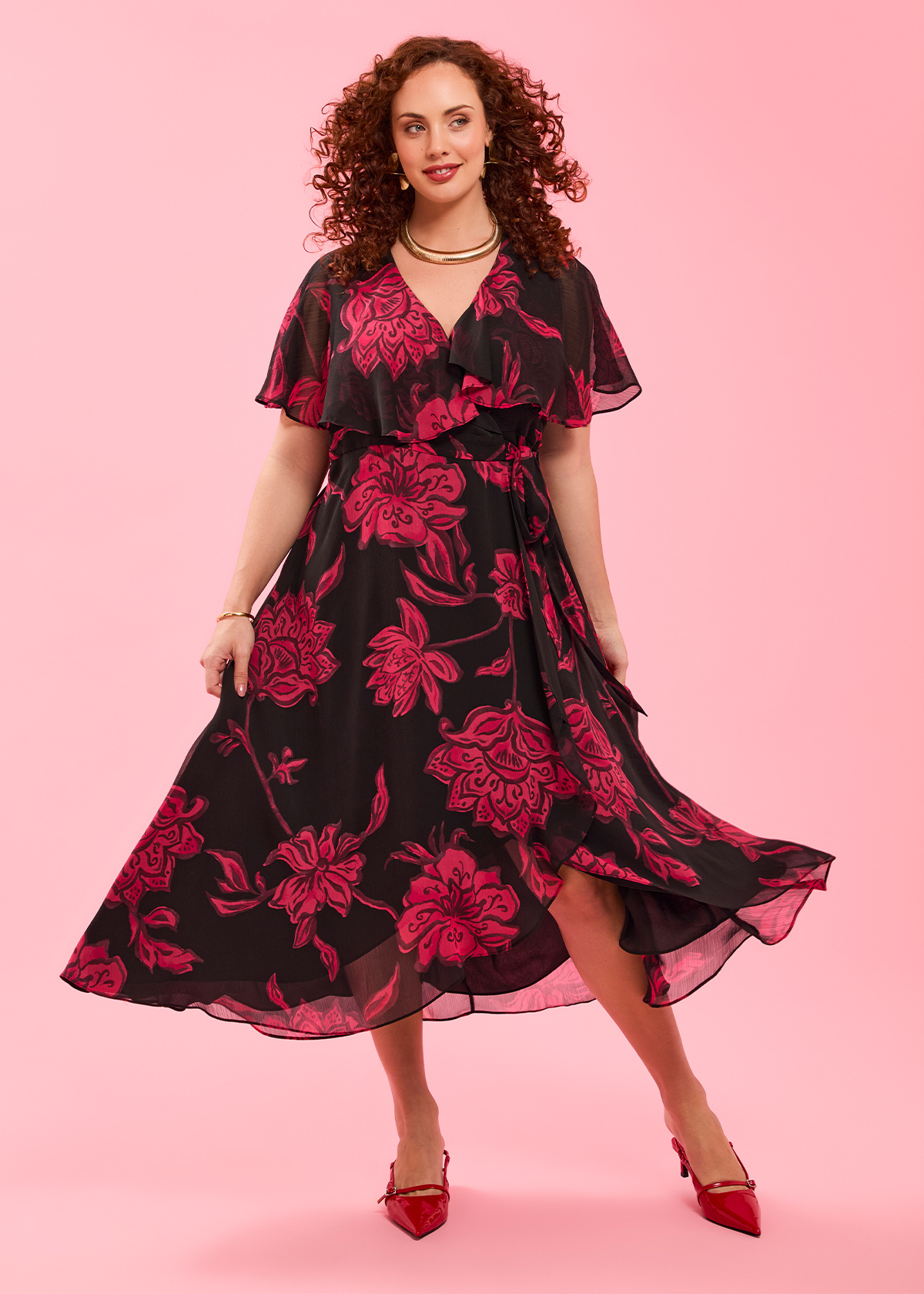 Shop Plus Size Livia Floral Wrap Maxi Dress, Floral | Taking Shape NZ