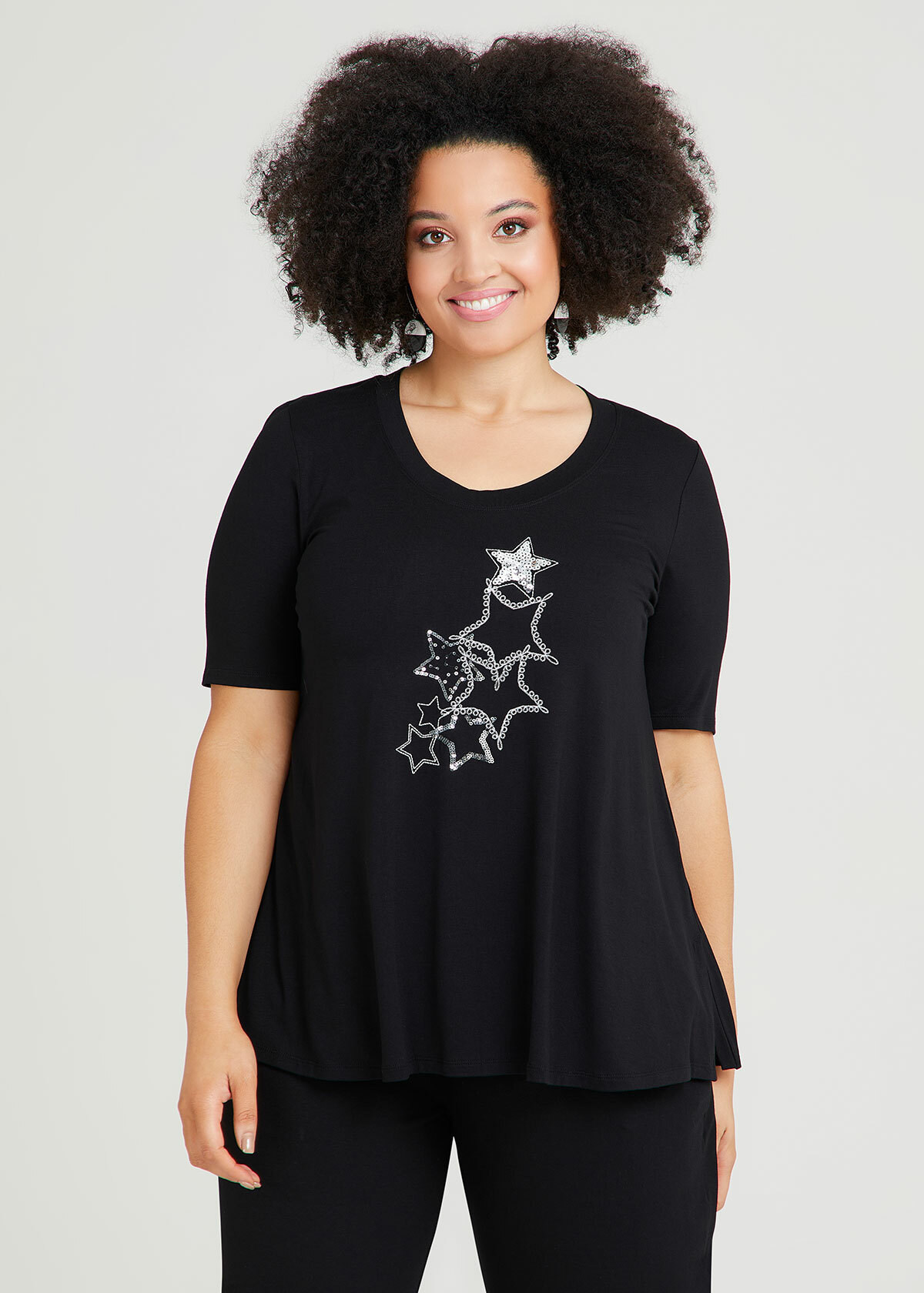 Shop Plus Size Natural Cosmic Top in Black | Sizes 12-30 | Taking Shape UK