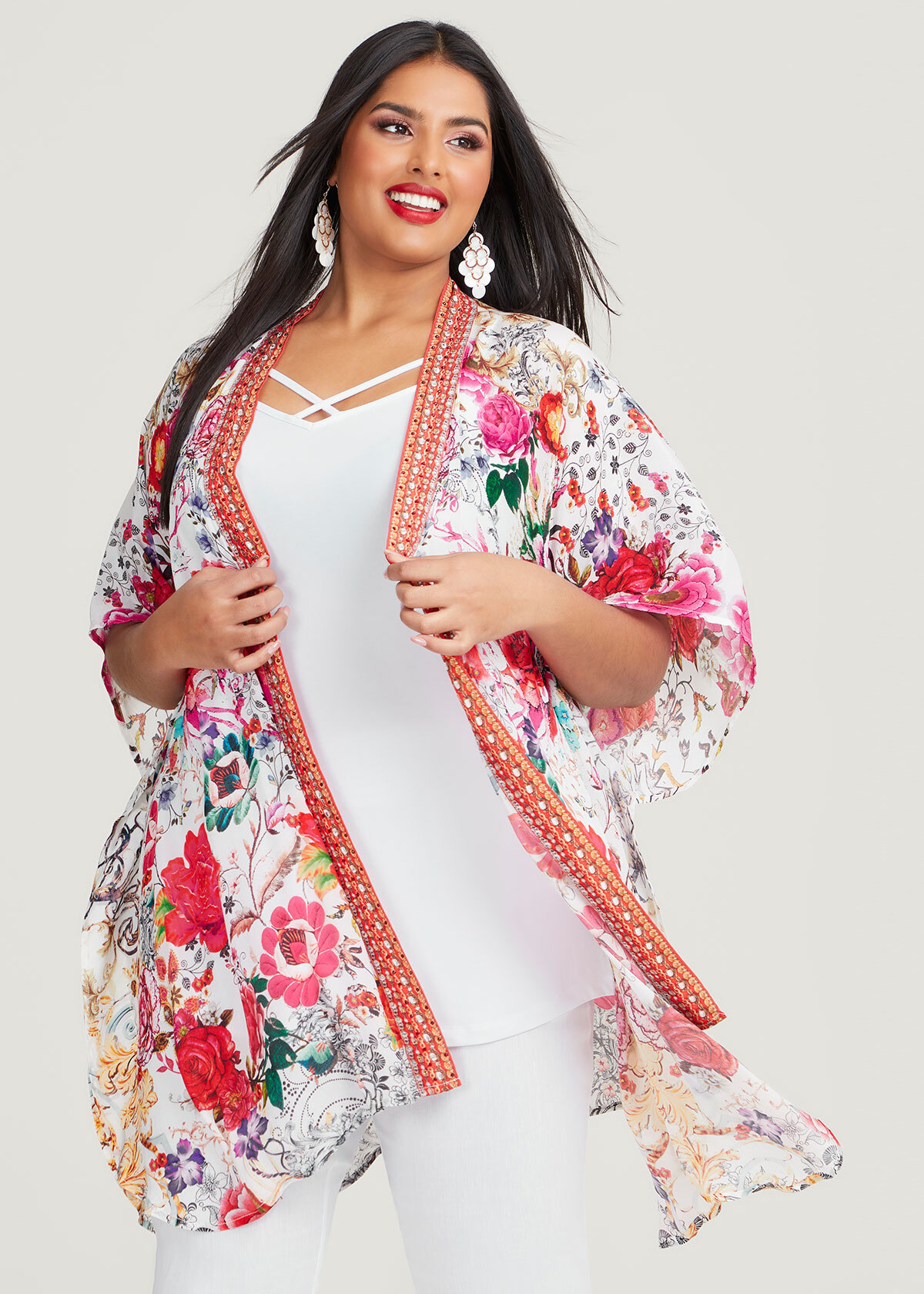 Shop Plus Size Natural Floral Bliss Kimono, Multi | Taking Shape AU