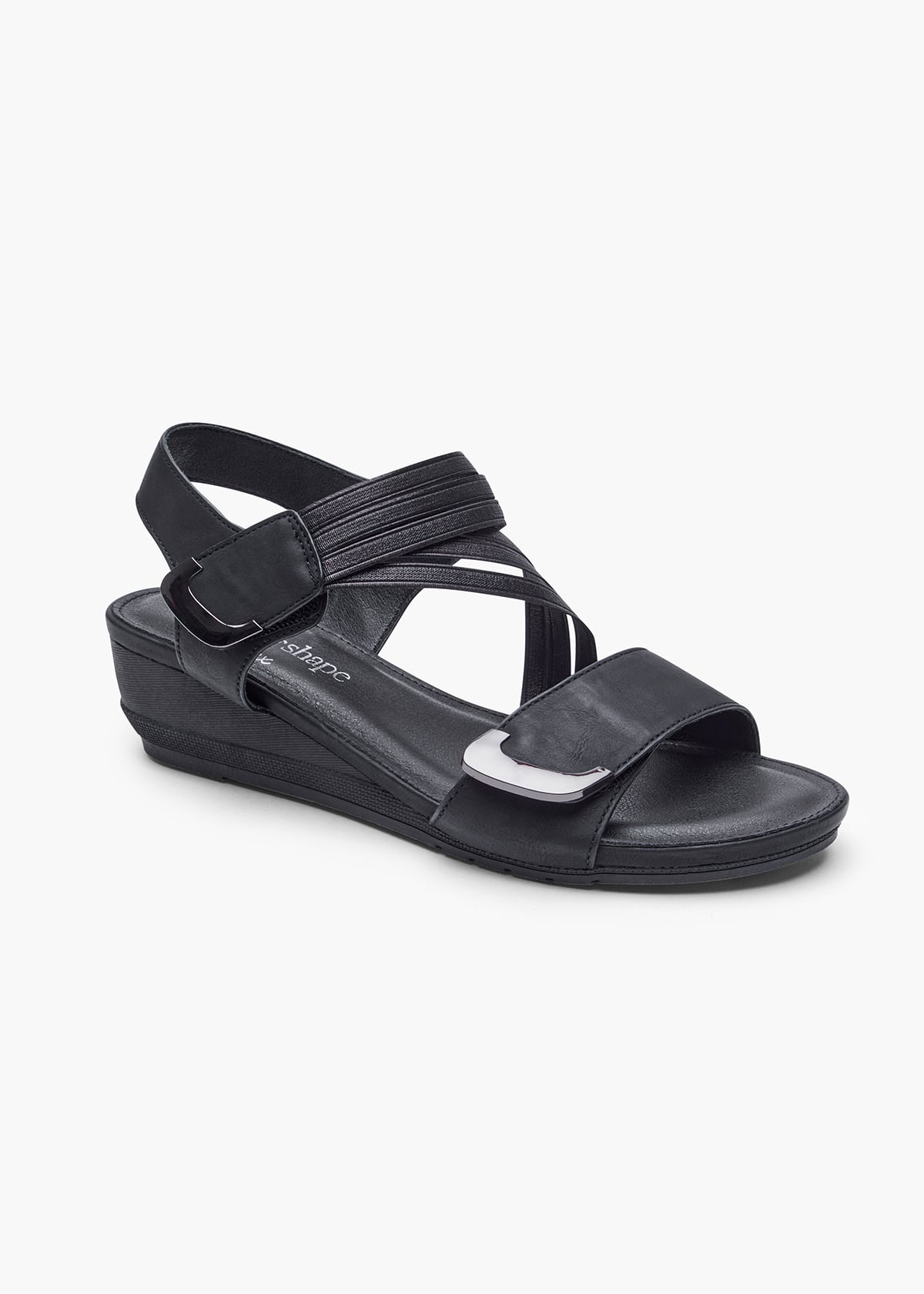 Shop Black Flex Comfort Wedge Sandal | Comfortable Shoes | Taking Shape AU