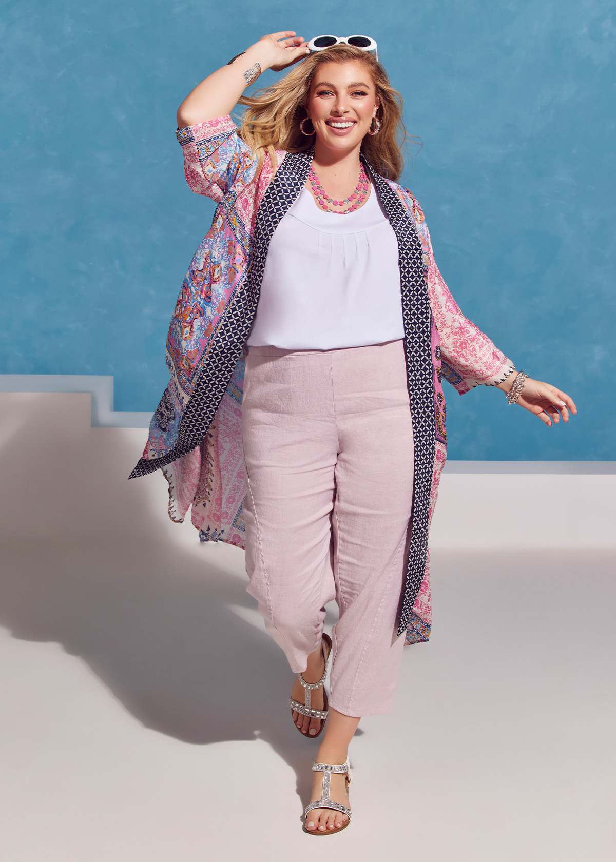 Shop Plus Size Patchwork Print Natural Duster, Multi | Taking Shape AU