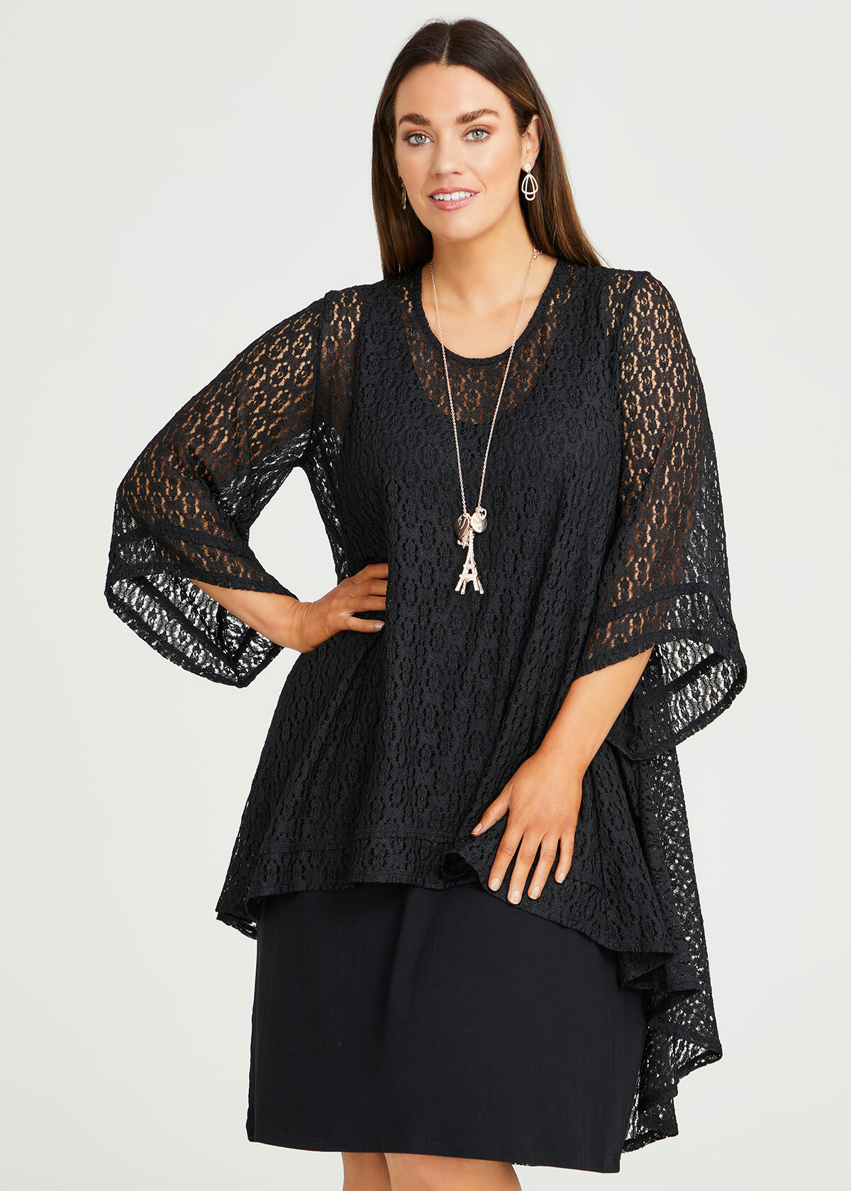 Shop Plus Size Lisa Lace Embrioded Tunic, Black | Taking Shape AU