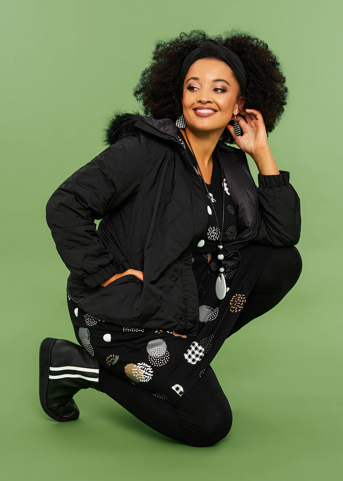 Shop Plus Size Reversible Quilted Puffer Jacket in Black | Taking Shape NZ