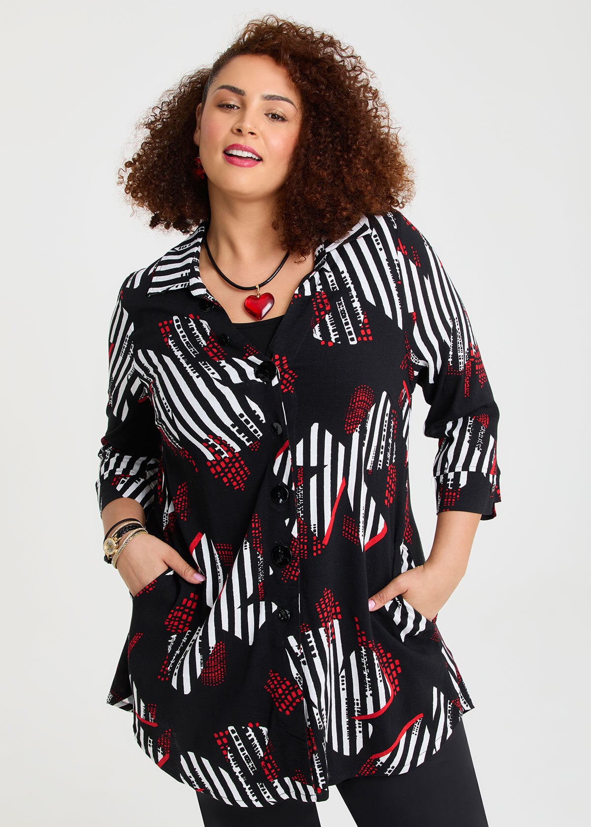 Shop Plus Size Stripe Floral Natural Shirt, Print | Taking Shape AU