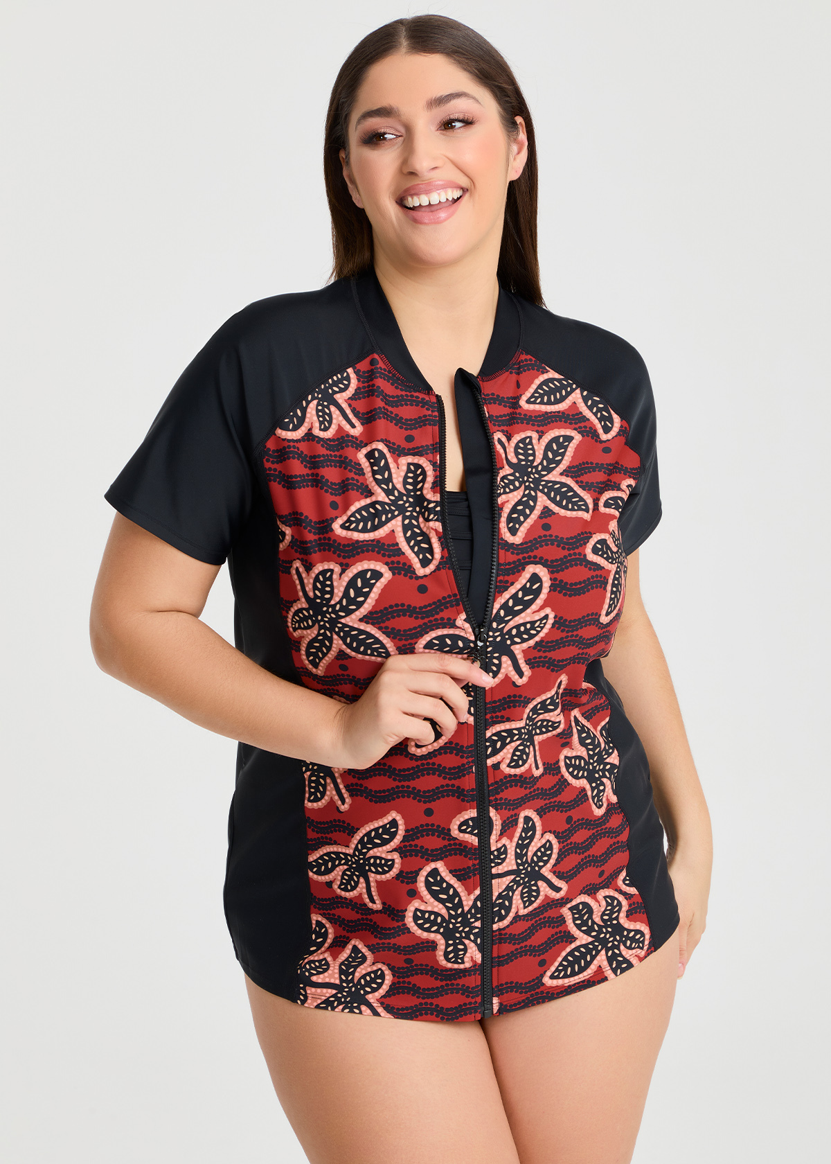 Shop Plus Size Serengeti Spliced Rash Vest, Multi | Taking Shape NZ