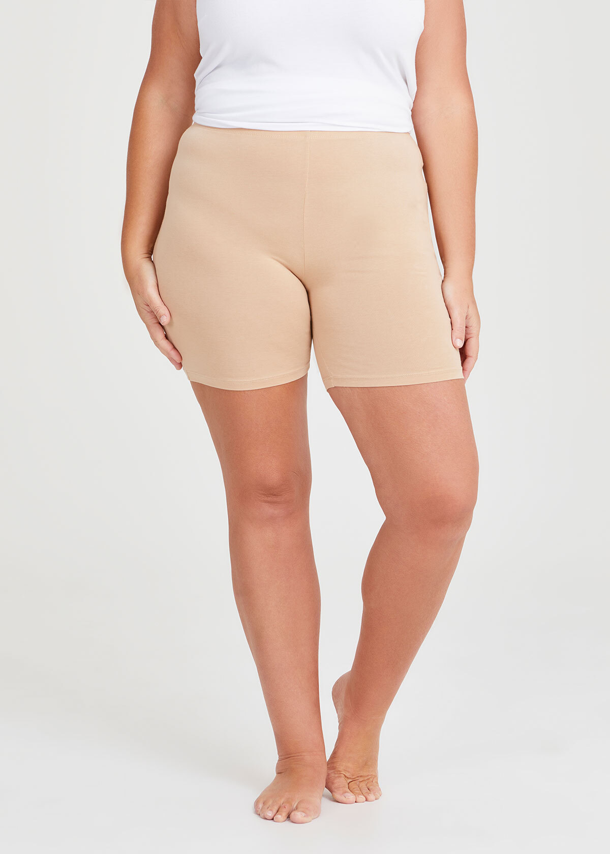 Shop Plus Size Good Earth Australian Cotton Anti Chafe Short, Nude ...