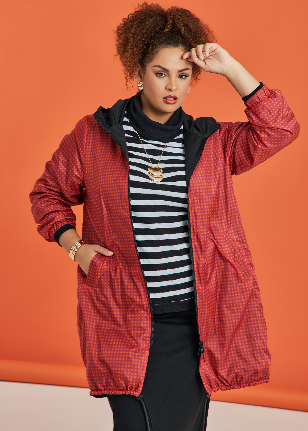 Plus Size Women's Black & White Cowl Neck Tunic | Taking Shape NZ