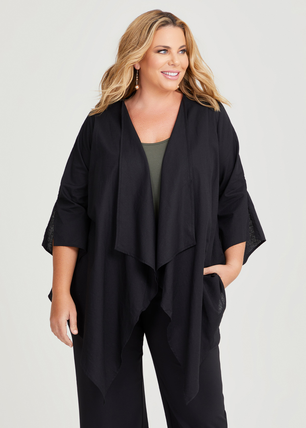 Shop Plus Size Alex Split Sleeve Shrug, Black | Taking Shape AU