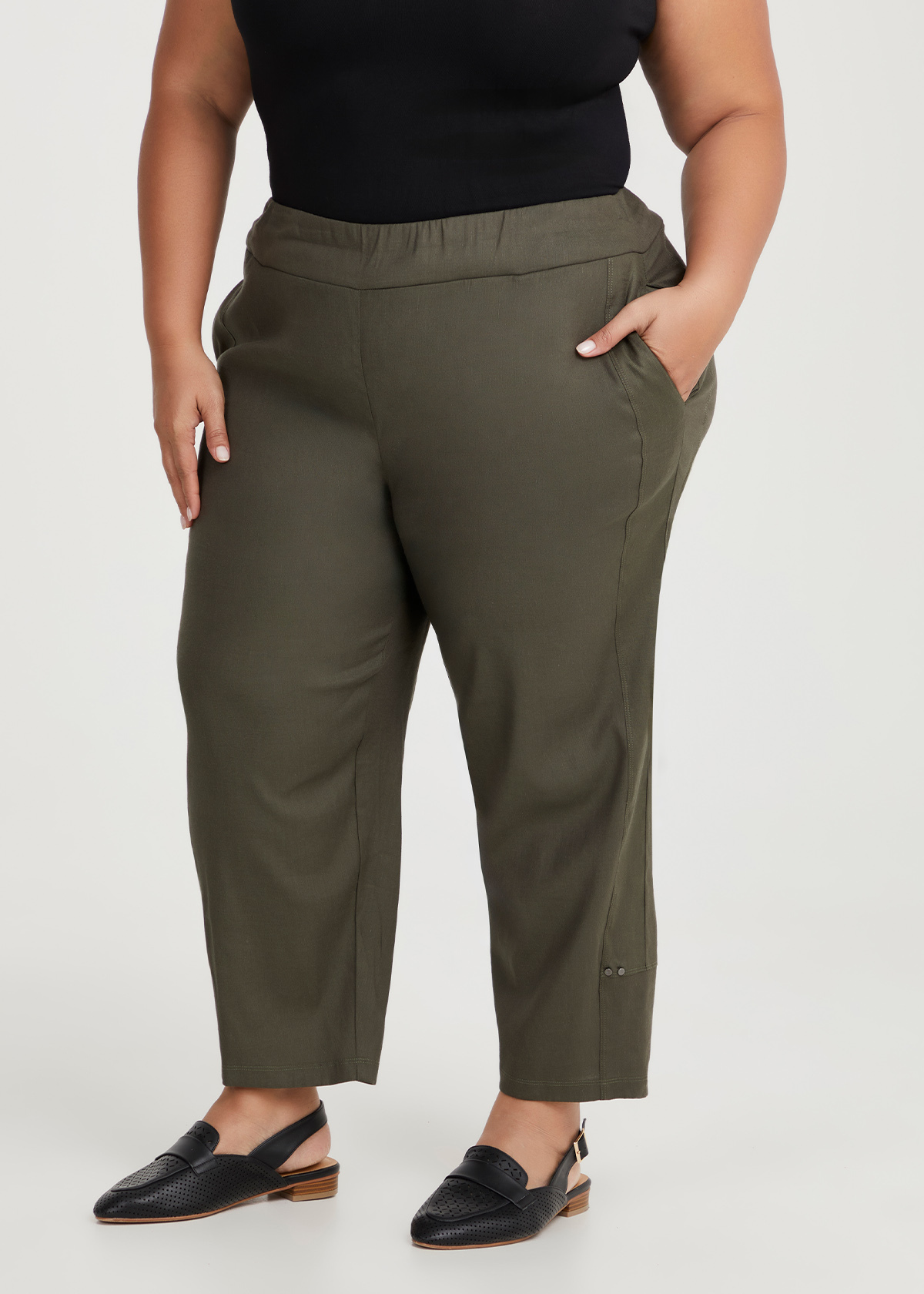 Plus Size Linen Misha Pant in Olive Green | Taking Shape AU
