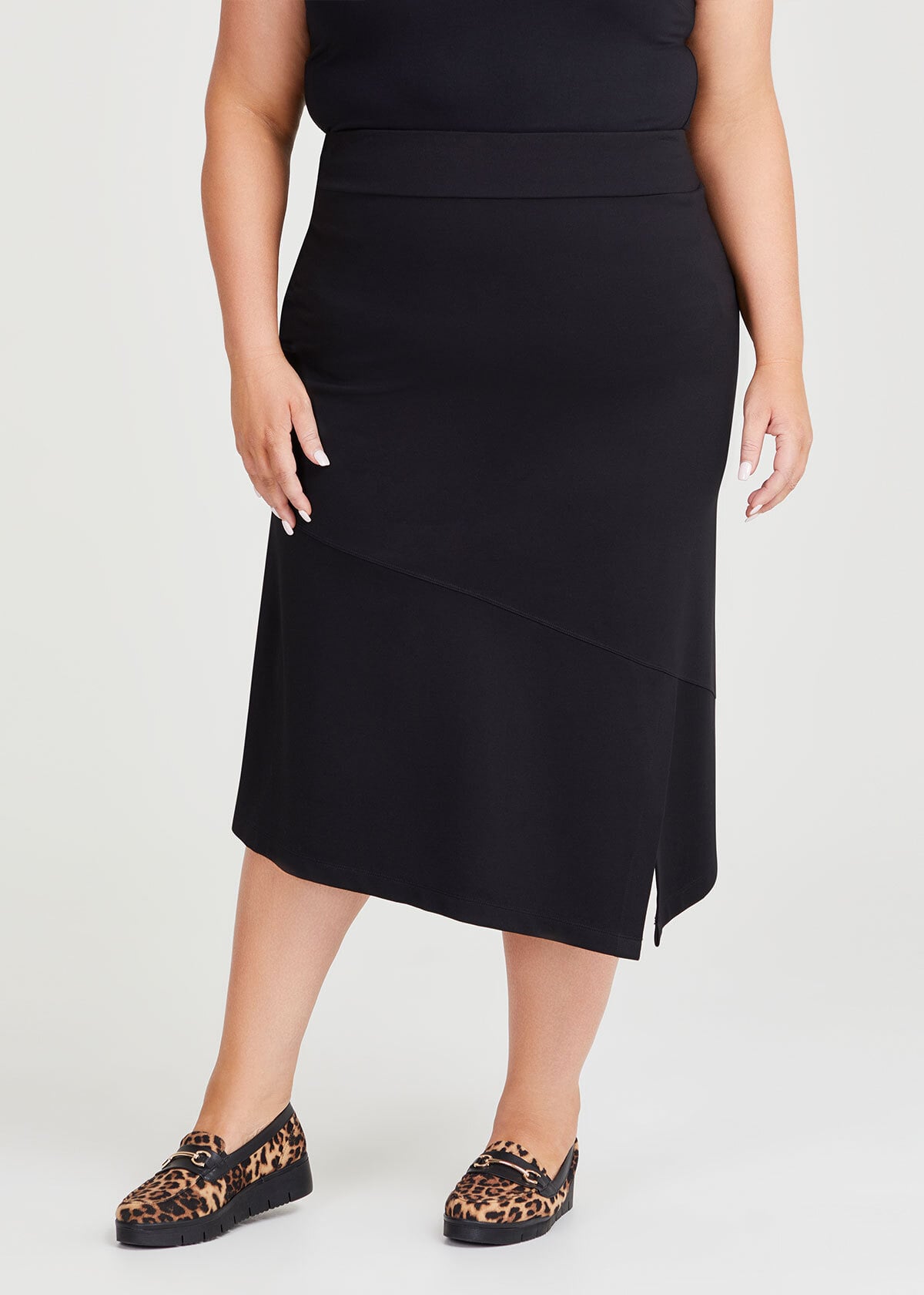 Shop Plus Size Ponte Fundamental Aline Long Skirt, Black | Taking Shape NZ