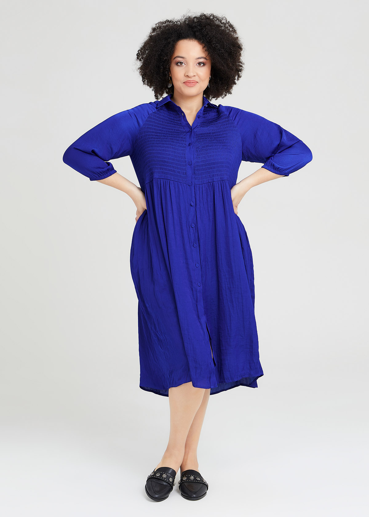 Shop Plus Size Luxe Colour Pop Shirt Dress, Blue | Taking Shape AU
