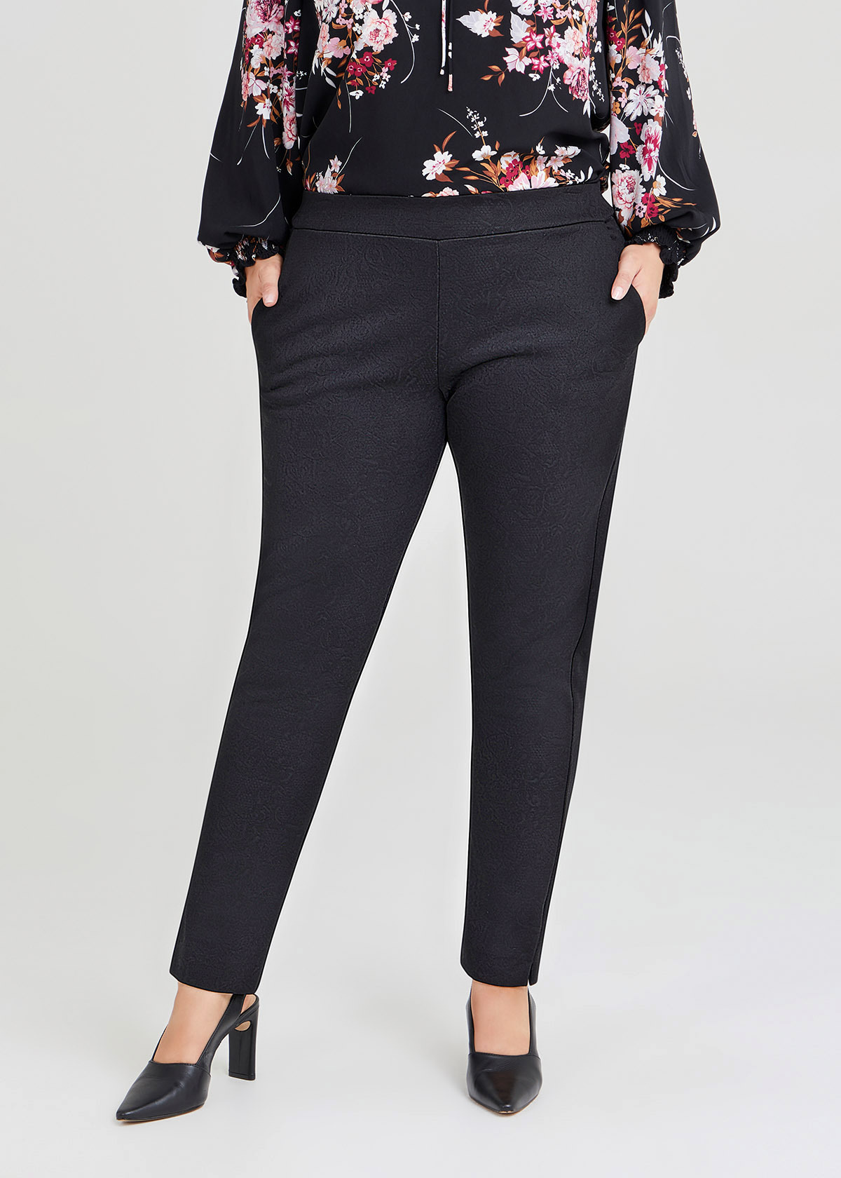 Shop Plus Size Lyric Jacquard Straight Suit Pant, Black | Taking Shape AU