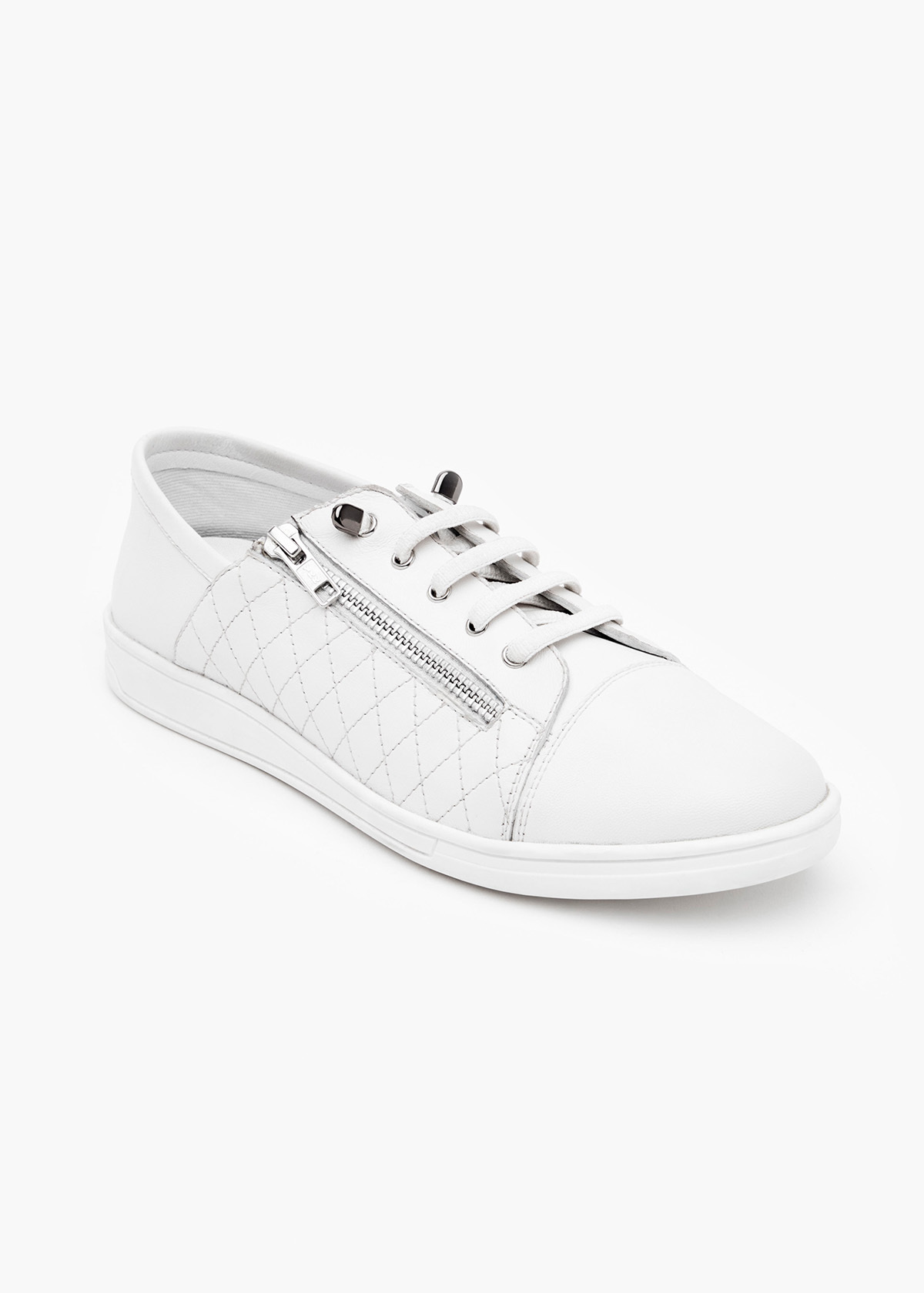Shop White Leather Side Zip Sneaker | Comfortable Shoes | Taking Shape AU