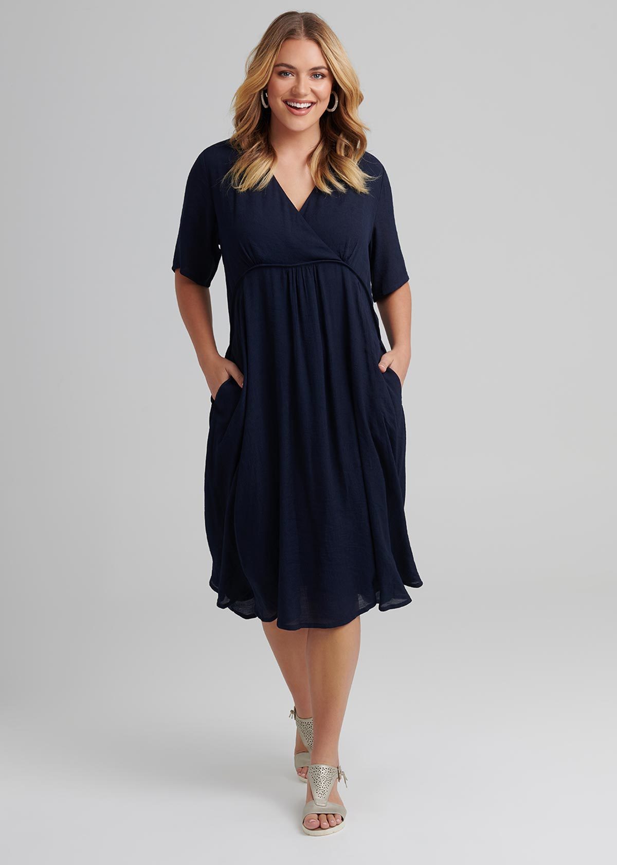 Shop Plus Size Cross Over Dress, Navy | Taking Shape AU