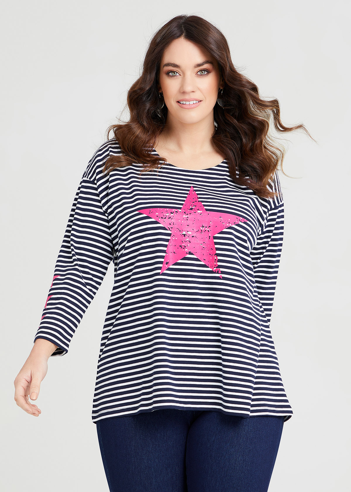 Shop Plus Size Organic Stripe Star Top, Multi | Taking Shape AU