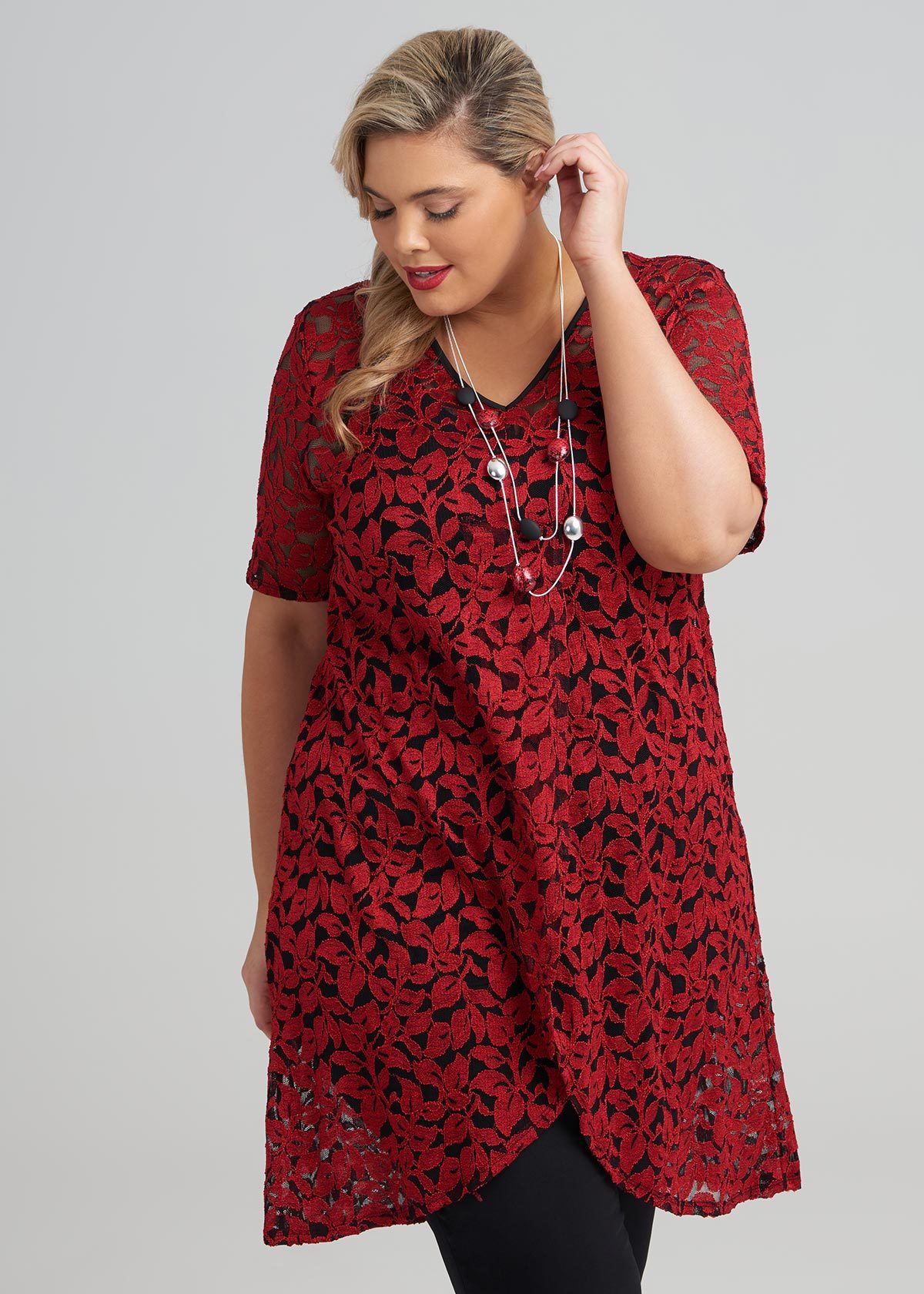 Shop Plus Size Harmony Lace Tunic, Red | Taking Shape AU