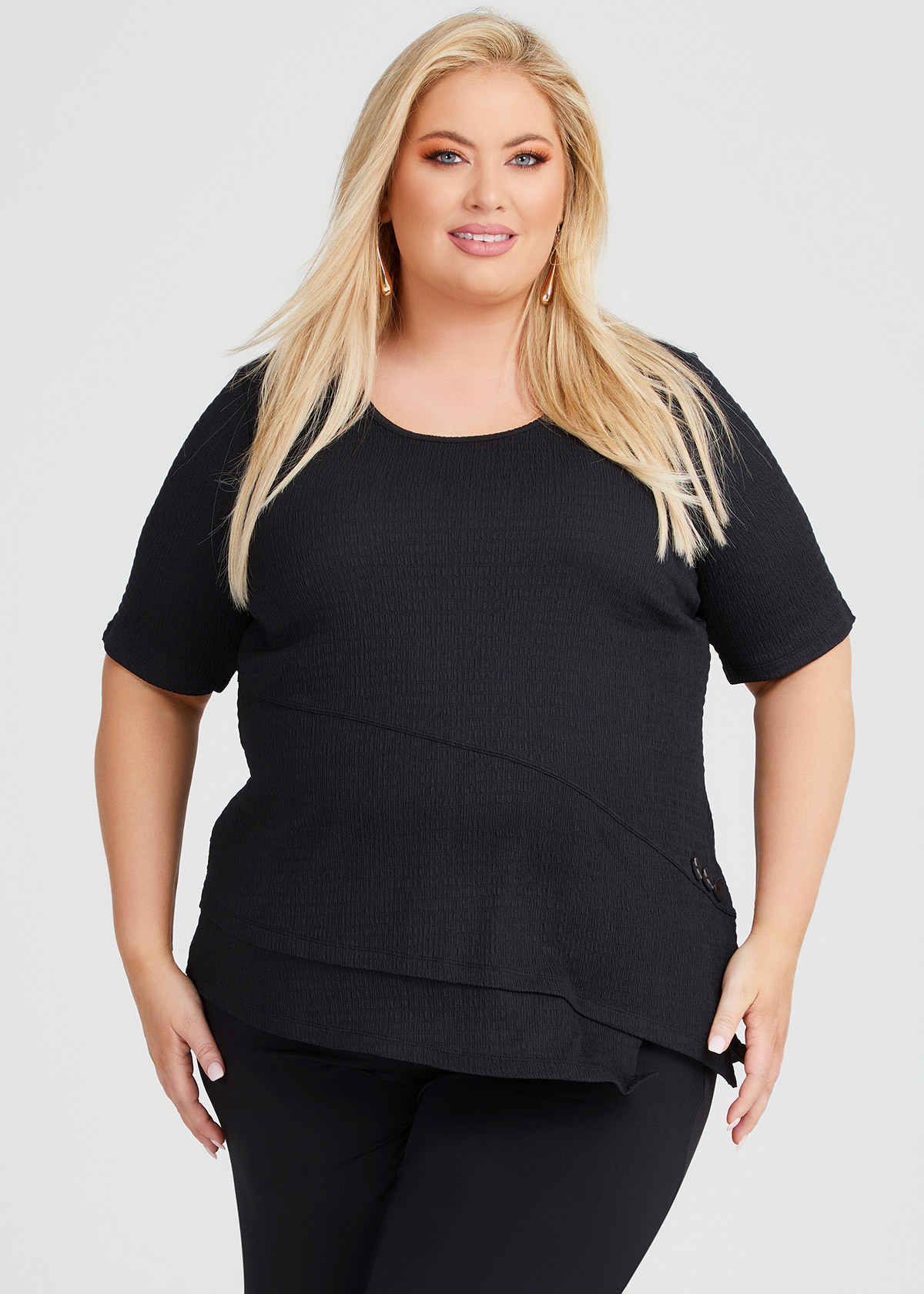 Shop Plus Size Ripple Texture Angelique Top, Black | Taking Shape AU