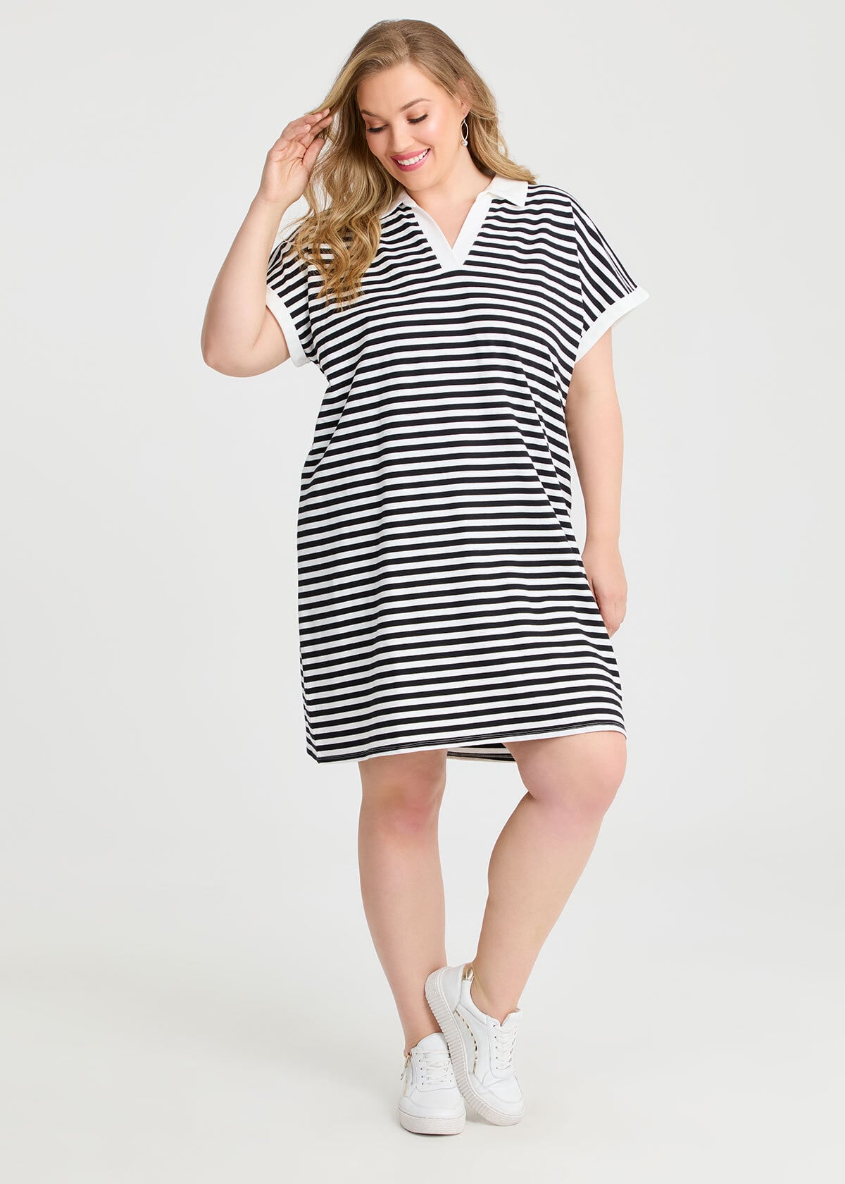 Shop Plus Size Yvonne Polo Collar Dress, Stripes | Taking Shape AU