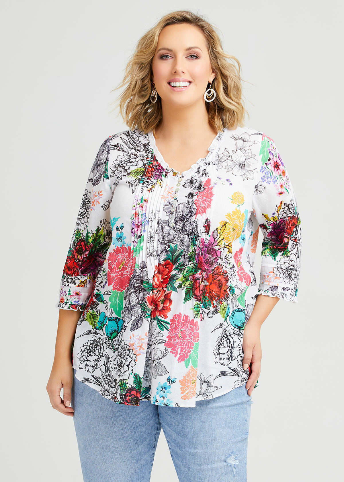 Shop Plus Size Cotton Floral Top, Print | Taking Shape AU