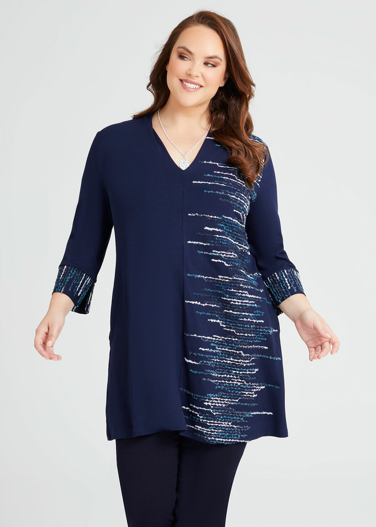 Shop Plus Size Embroidery Natural Tunic, Blue | Taking Shape AU