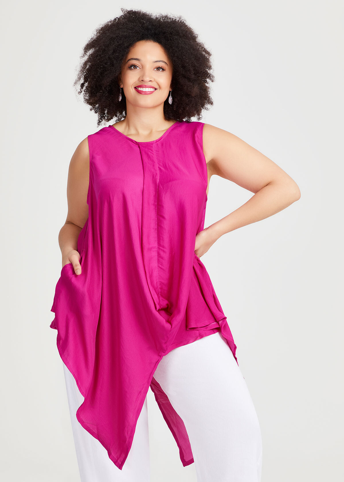 Plus Size Women's Pink Luxe Drape Mila Tunic | Taking Shape AU