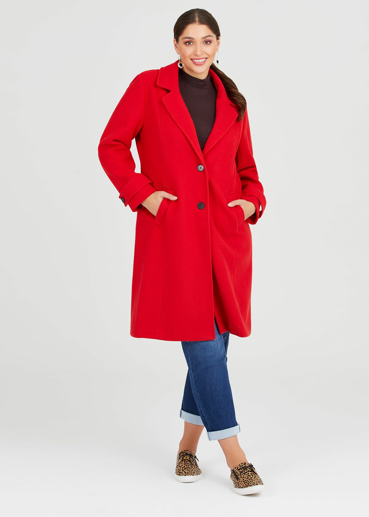 Shop Plus Size Paris Long Coat, Red | Taking Shape AU