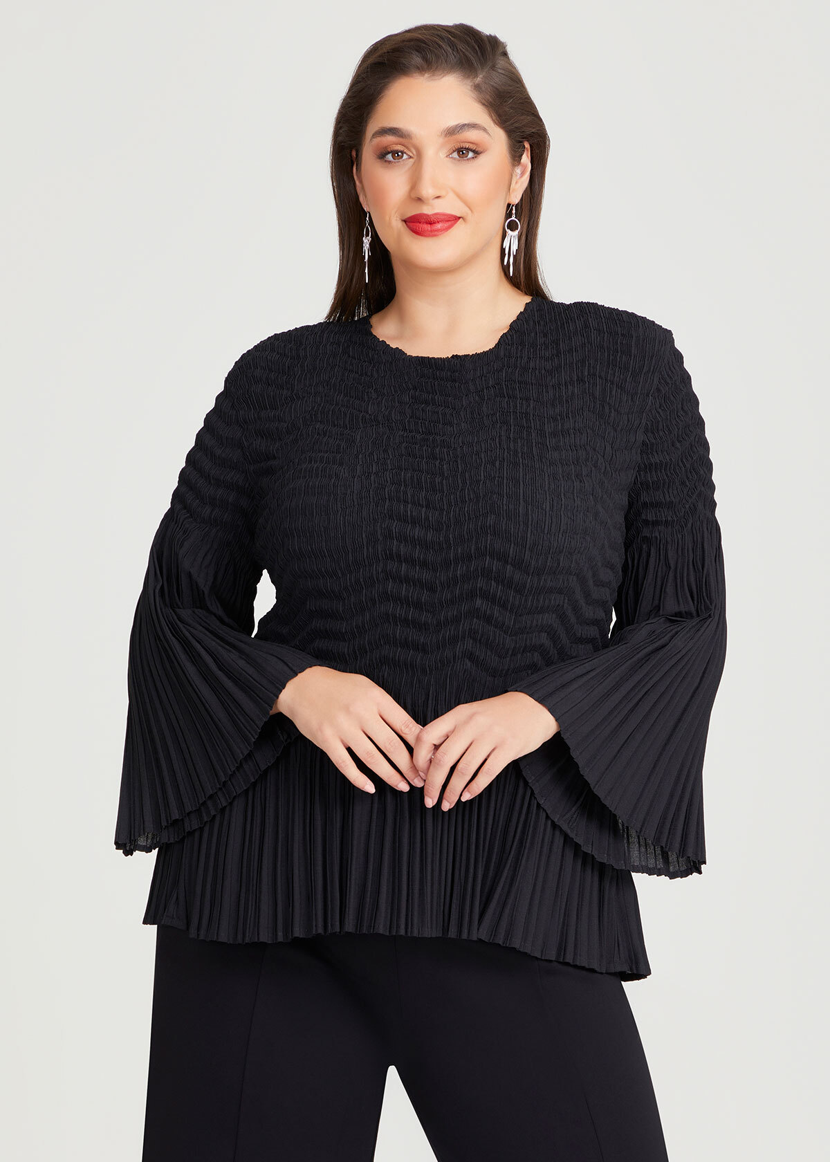 Shop Plus Size Anais Plisse Top, Black | Taking Shape AU