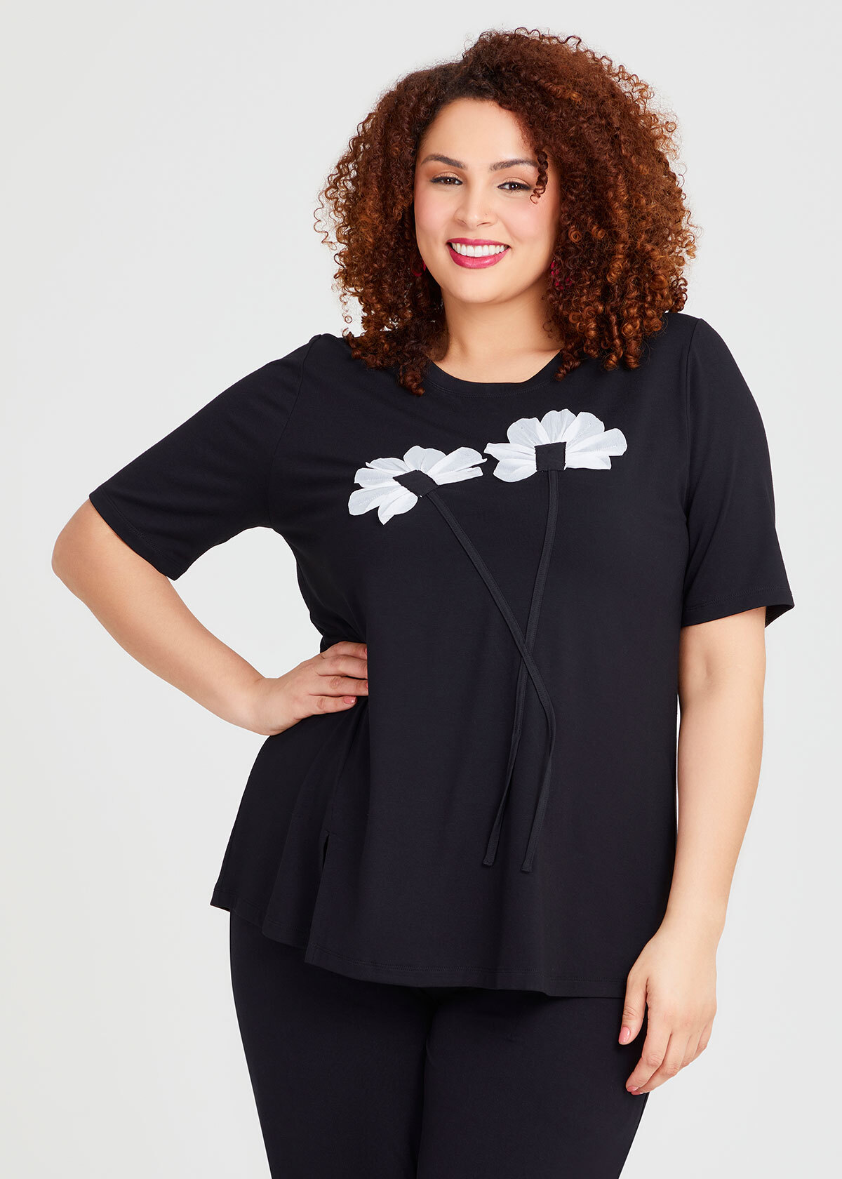Shop Plus Size Natural Flower Power Top, Black | Taking Shape AU