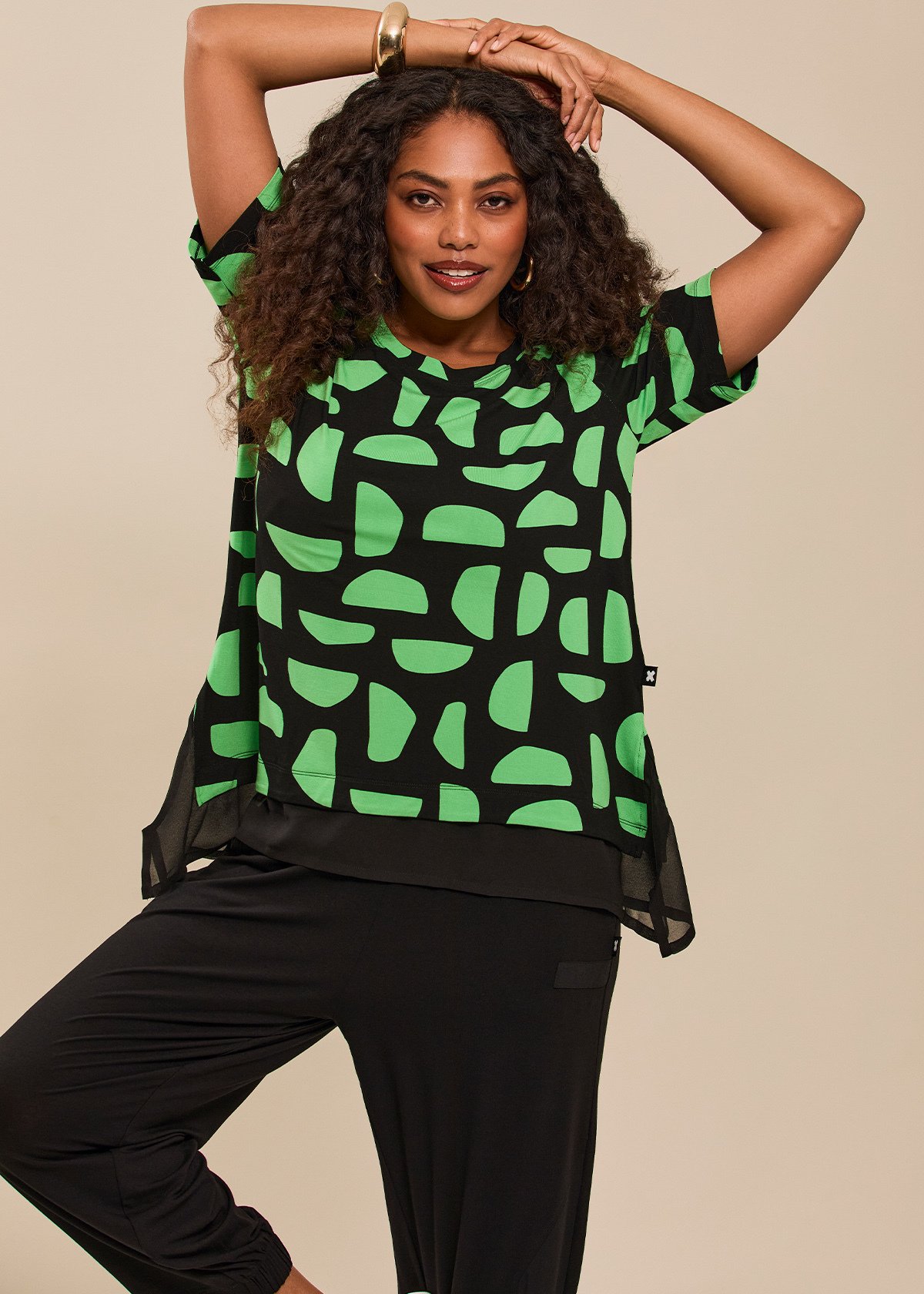 Shop Plus Size Natural Ayla Abstract Top, Green | Taking Shape NZ