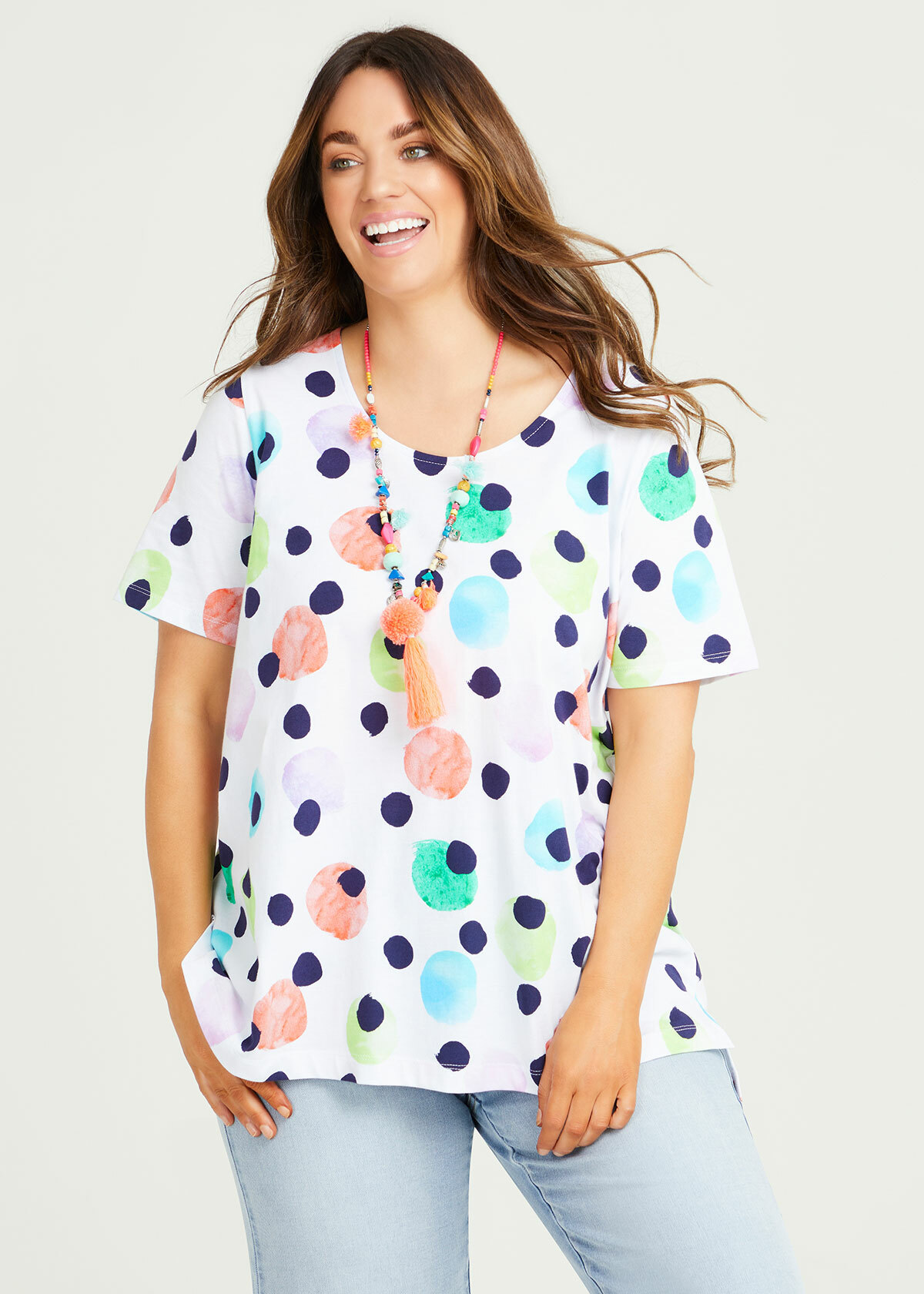 Shop Plus Size Cotton Fun Spot Top, Multi | Taking Shape AU