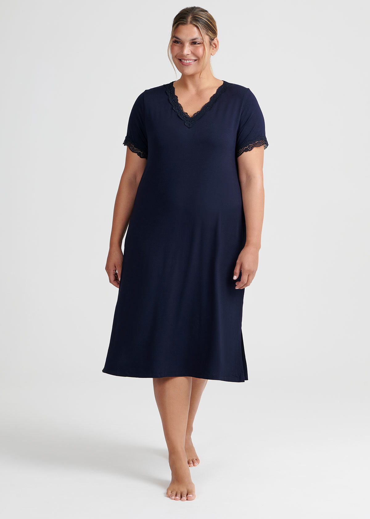 Shop Plus Size Long Line Nightie, Navy | Taking Shape AU