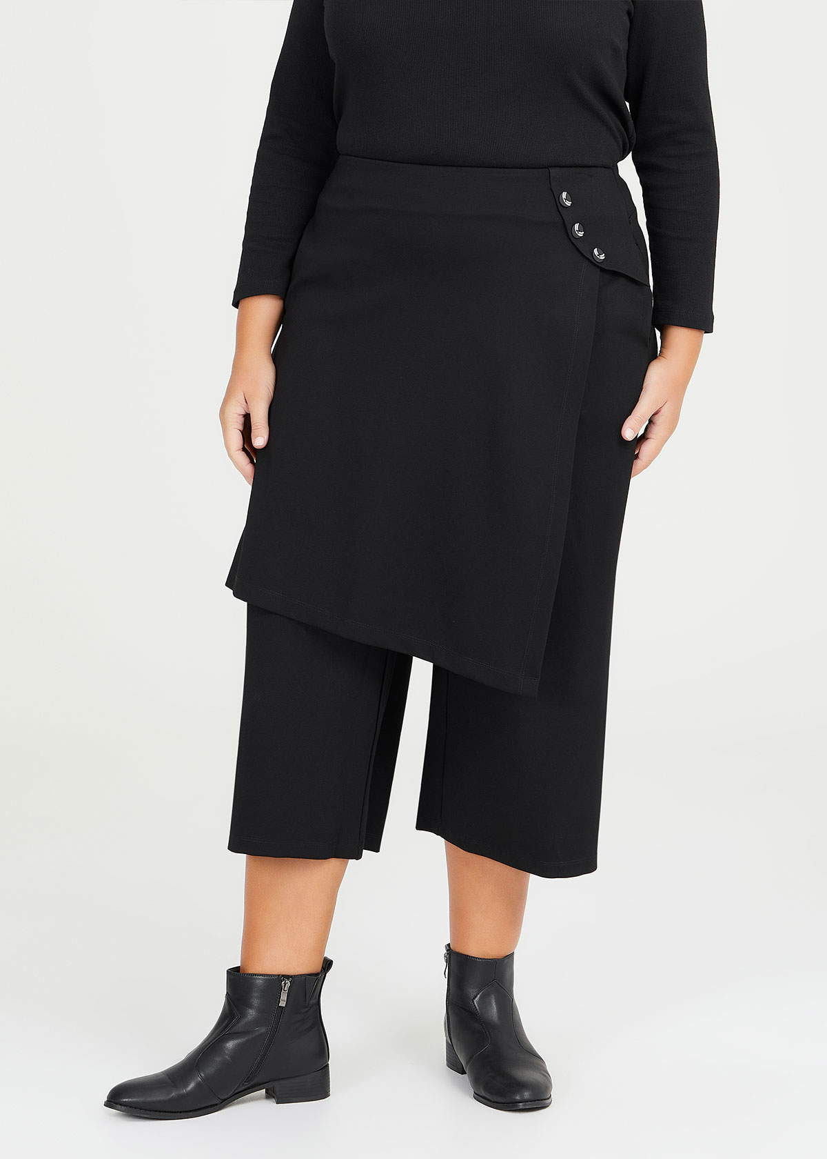 Shop Plus Size Wrap Bamboo Ponte Crop Skant, Black | Taking Shape AU