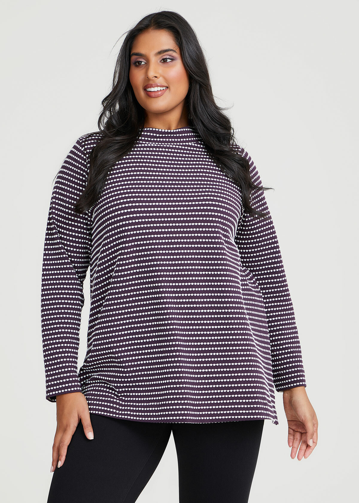 Shop Plus Size Cotton Dot Ticking Top, Purple | Taking Shape UK
