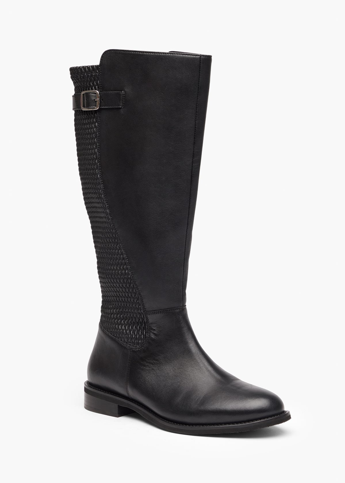 Shop Black Leather Stretch Knee Boot | Comfortable Shoes | Taking Shape AU