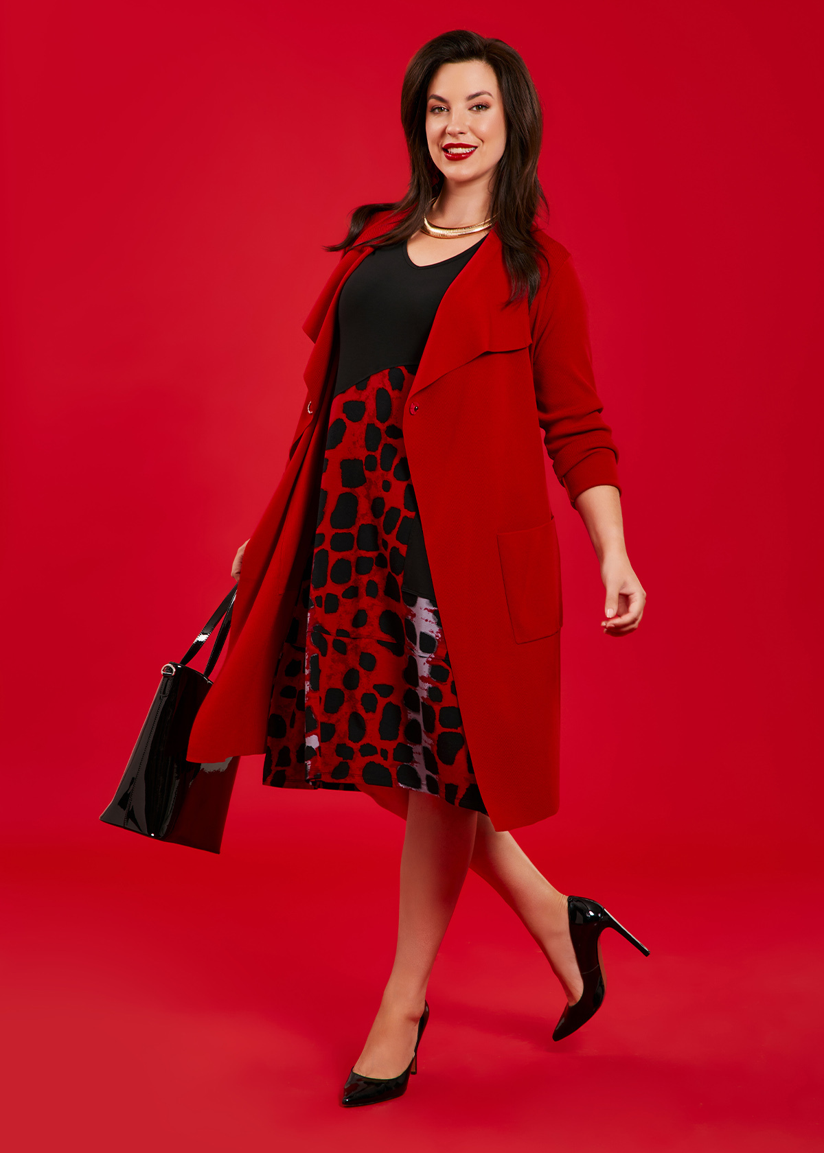 Shop Plus Size Midtown Natural Knit Cardigan, Red | Taking Shape AU