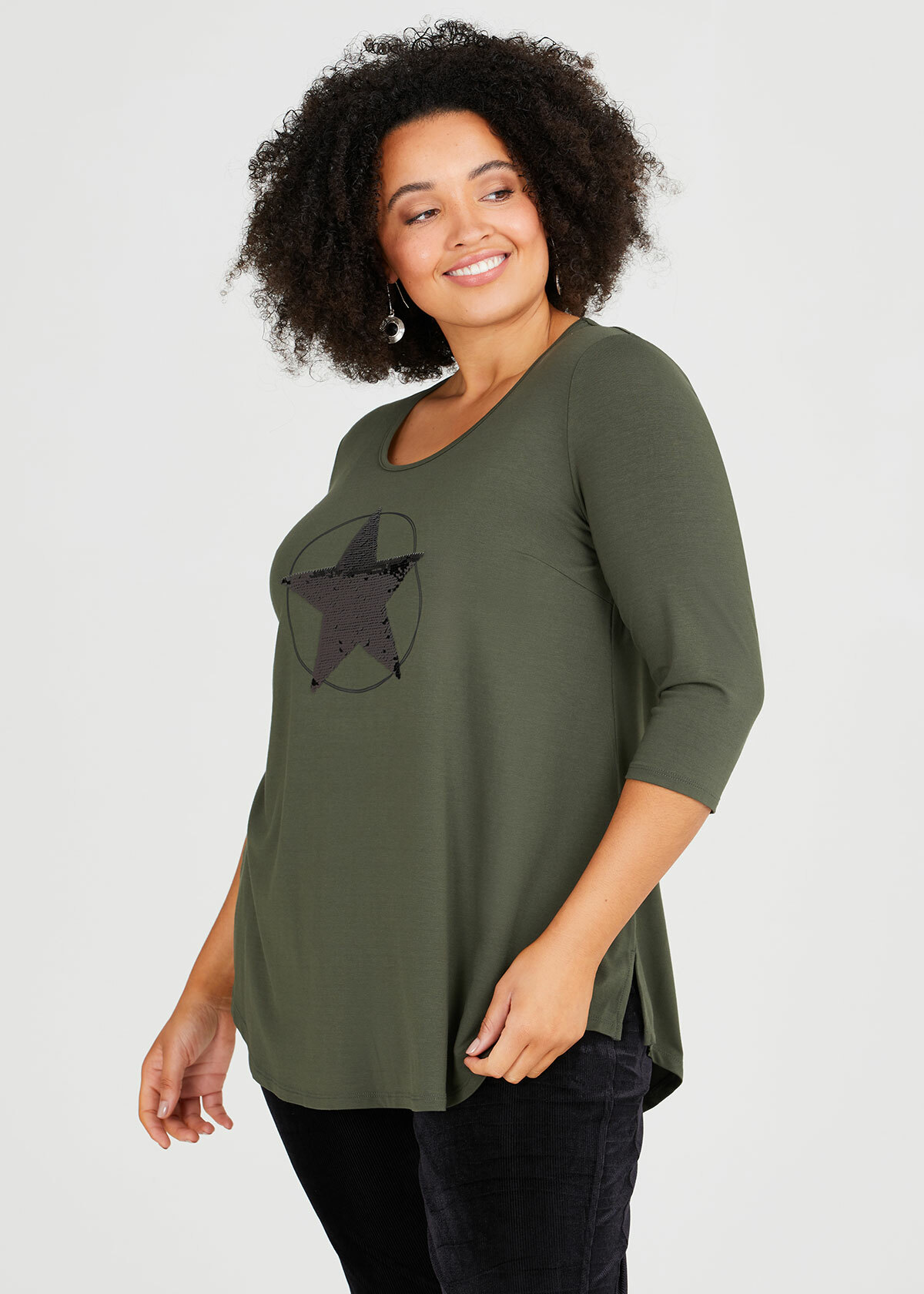 Shop Plus Size Rising Star Natural Tunic, Green | Taking Shape NZ