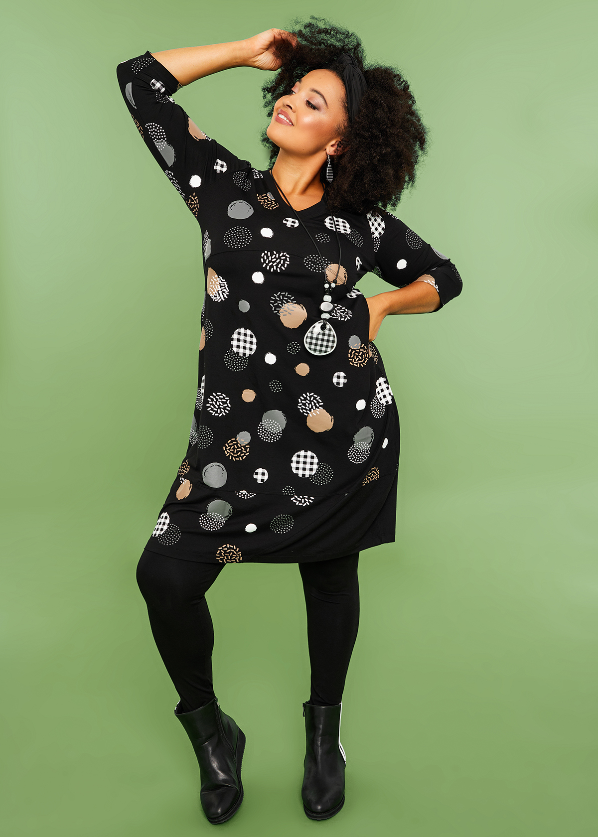 Shop Plus Size Natural Pattern Play Spot Dress, Multi | Taking Shape AU