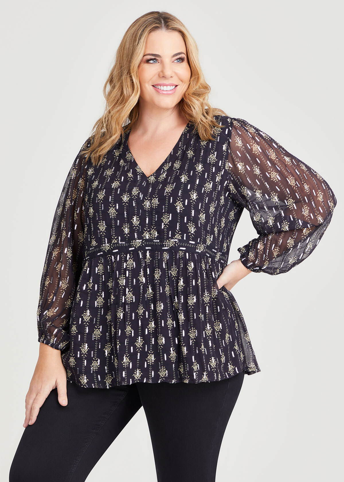 Shop Plus Size Natural Lurex Cross Over Top, Multi | Taking Shape AU