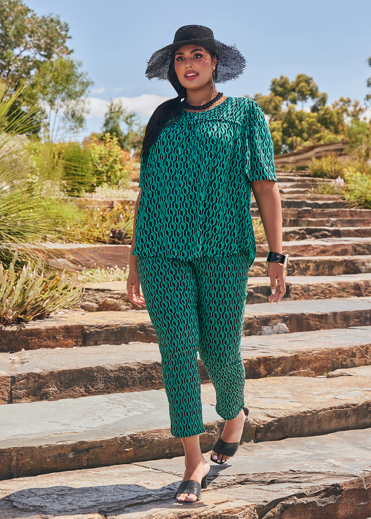 Shop Plus Size Seeing Green Geo Pant, Multi | Taking Shape AU