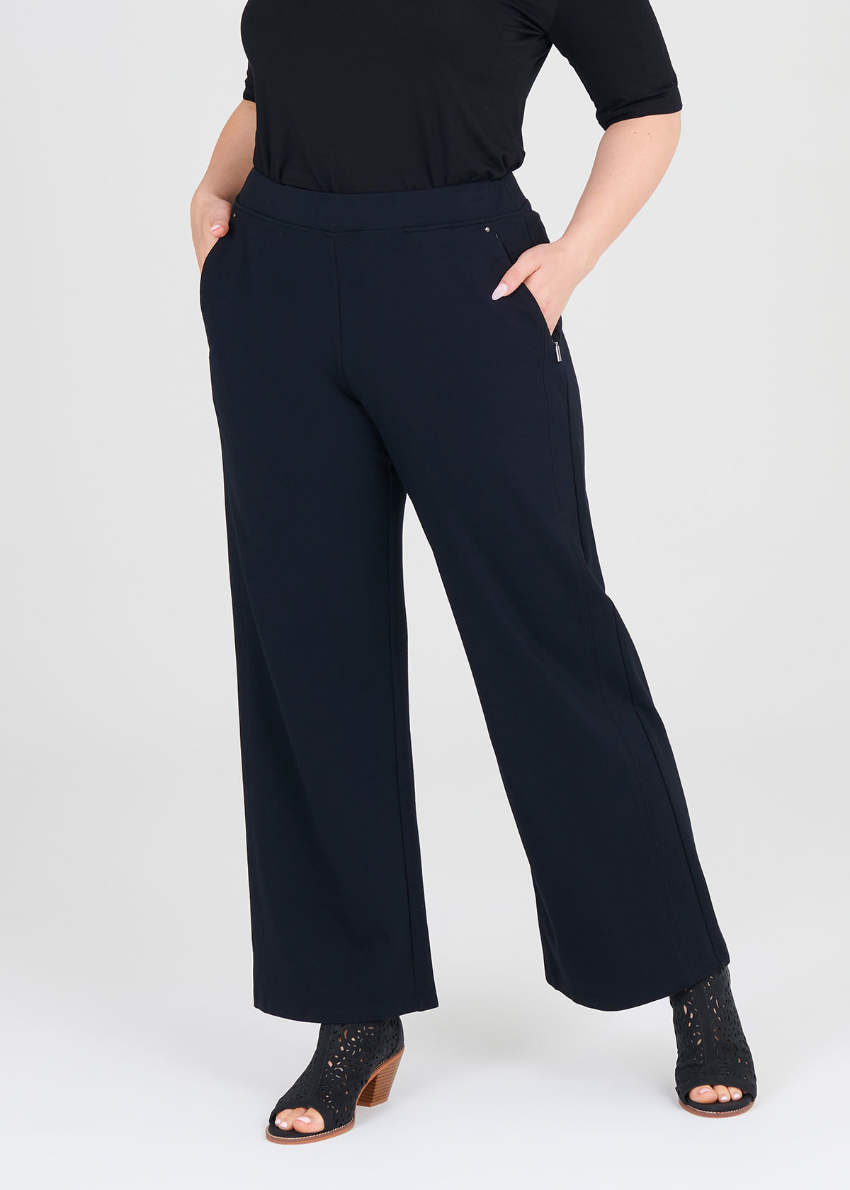 Shop Plus Size Coco Stitch Wide Leg Pant in Black | Taking Shape NZ