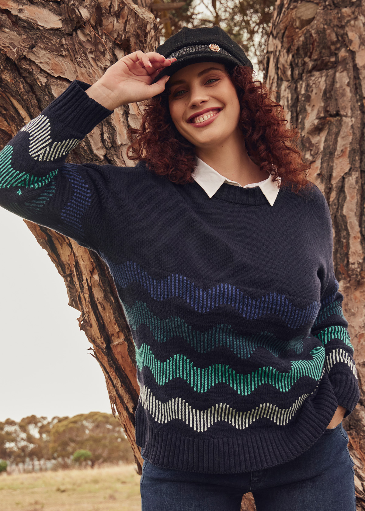Shop Plus Size Waves Stripe Jumper, Blue | Taking Shape AU
