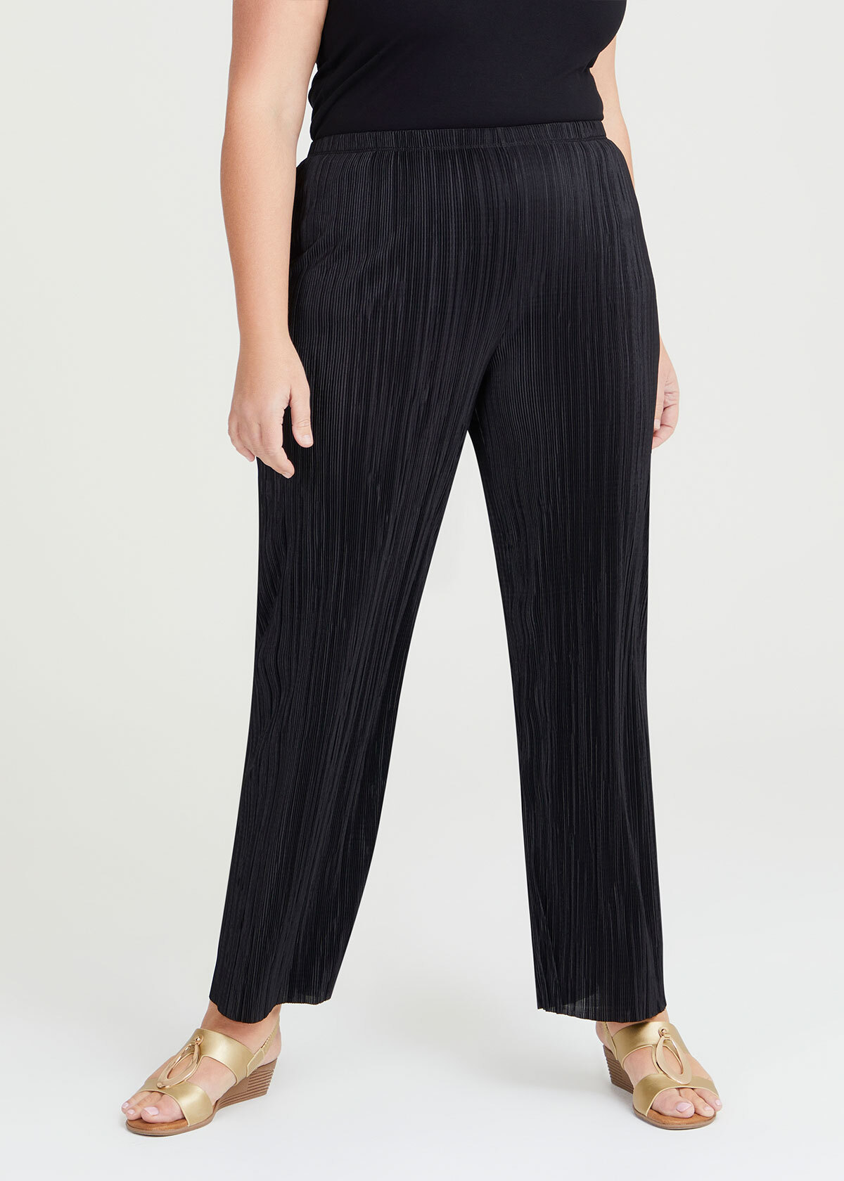 Shop Plus Size Pretty Pleat Long Pant, Black | Taking Shape AU