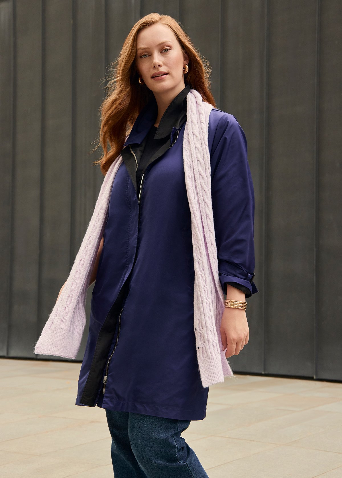 Shop Plus Size Reversible Ana Shower Resist Jacket, Multi | Taking Shape NZ