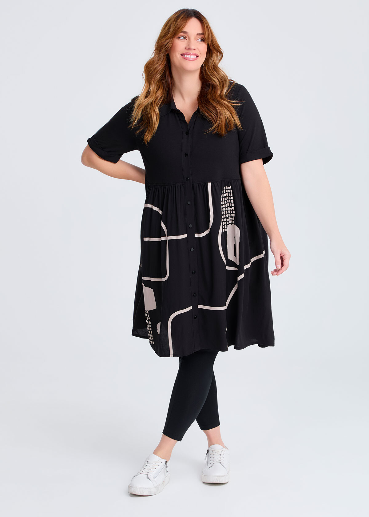 Shop Plus Size Natural Aria Tunic, Black | Taking Shape NZ
