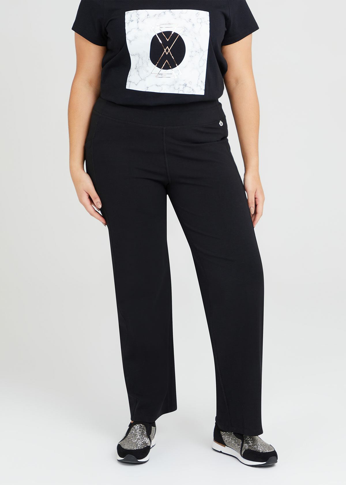 Shop Plus Size Cotton Active Seam Yoga Pant, Black | Taking Shape UK