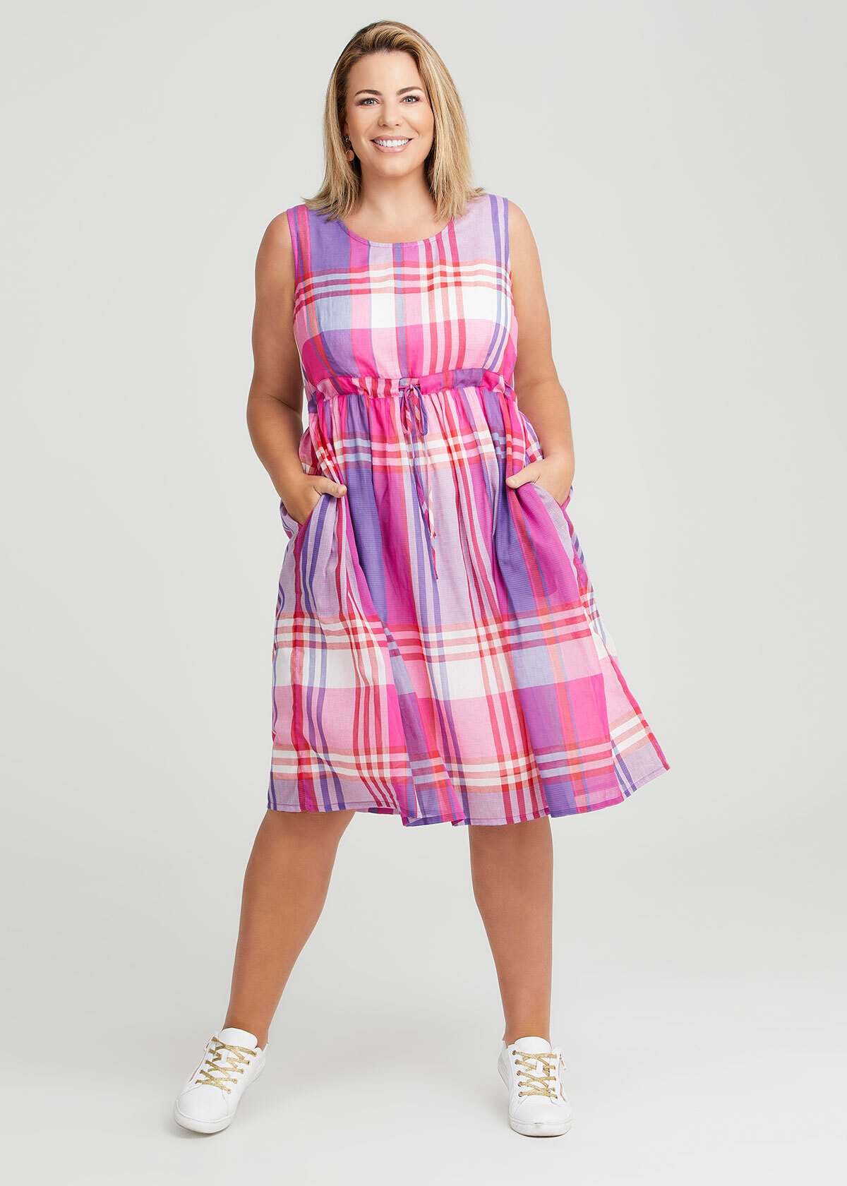 Shop Plus Size Cotton Multi Check Dress, Multi | Taking Shape AU