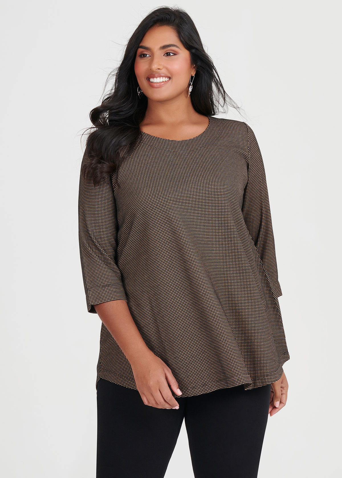 Shop Plus Size Bamboo Ticking Top, Black | Taking Shape NZ