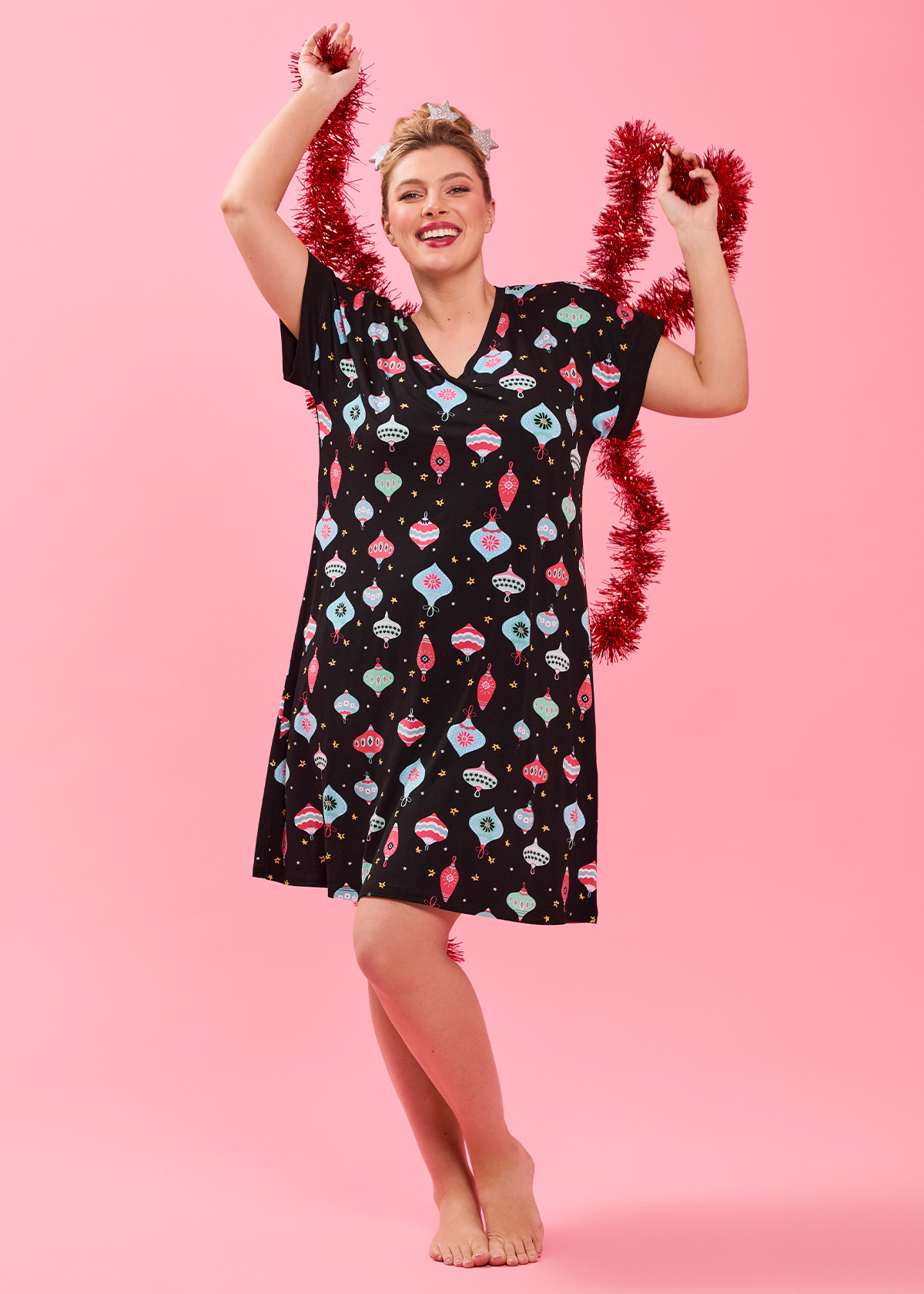 Shop Plus Size Bamboo Bauble Nightie, Multi | Taking Shape UK