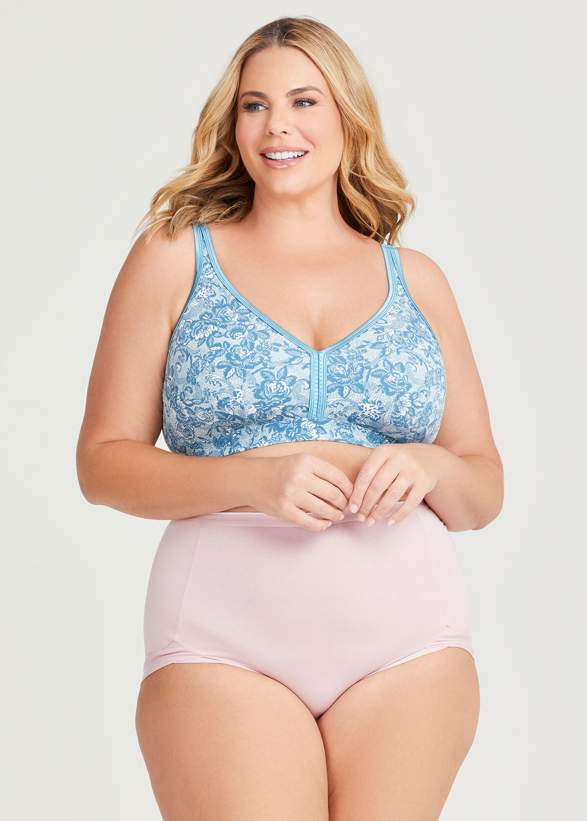 Plus Size Wirefree Cotton Soft Cup Bra in Lace Print | Taking Shape NZ