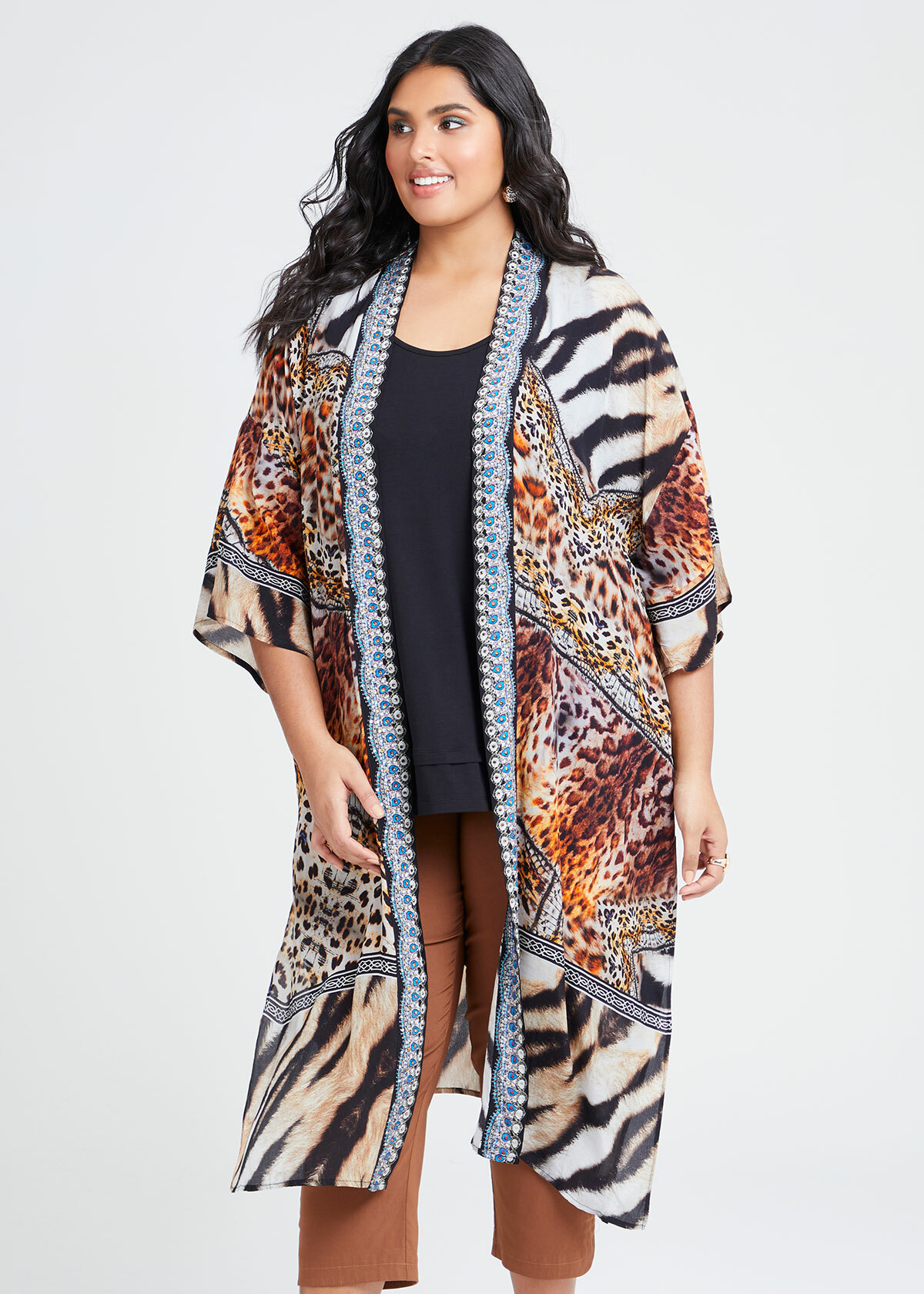 Shop Plus Size Natural Wild Side Kimono, Print | Taking Shape AU